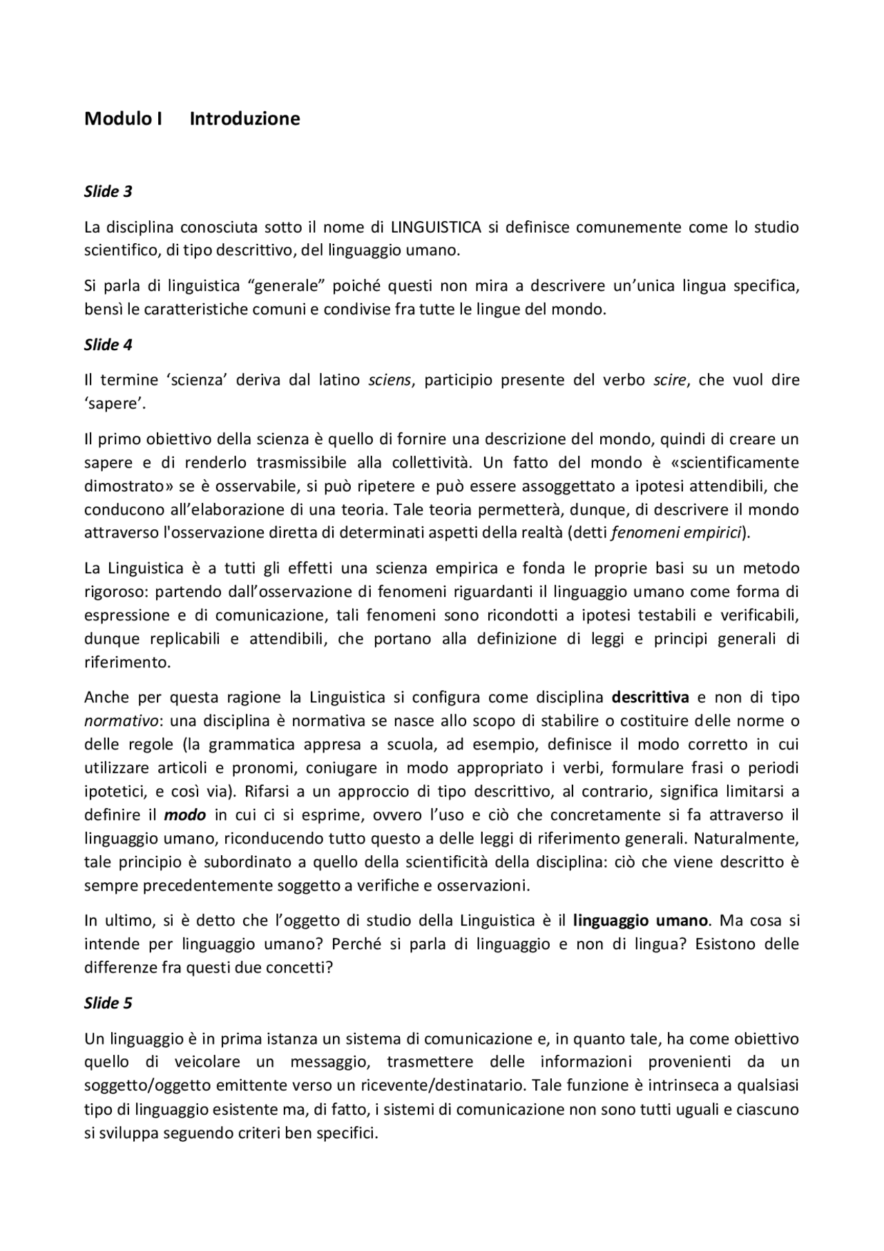 Introduzione Alla Linguistica Appunti Di Linguistica Generale Docsity