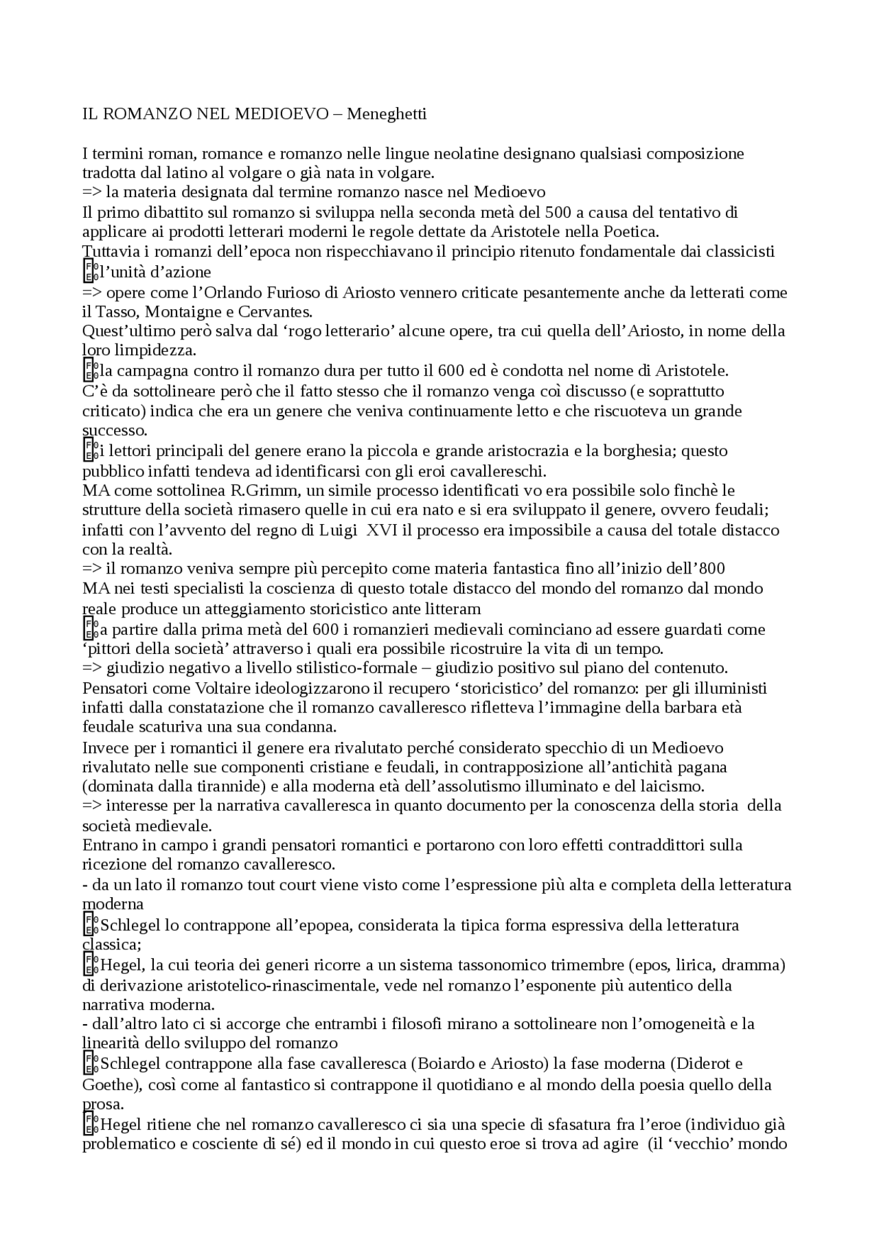 Riassunto Il Romanzo Nel Medioevo Meneghetti Docsity