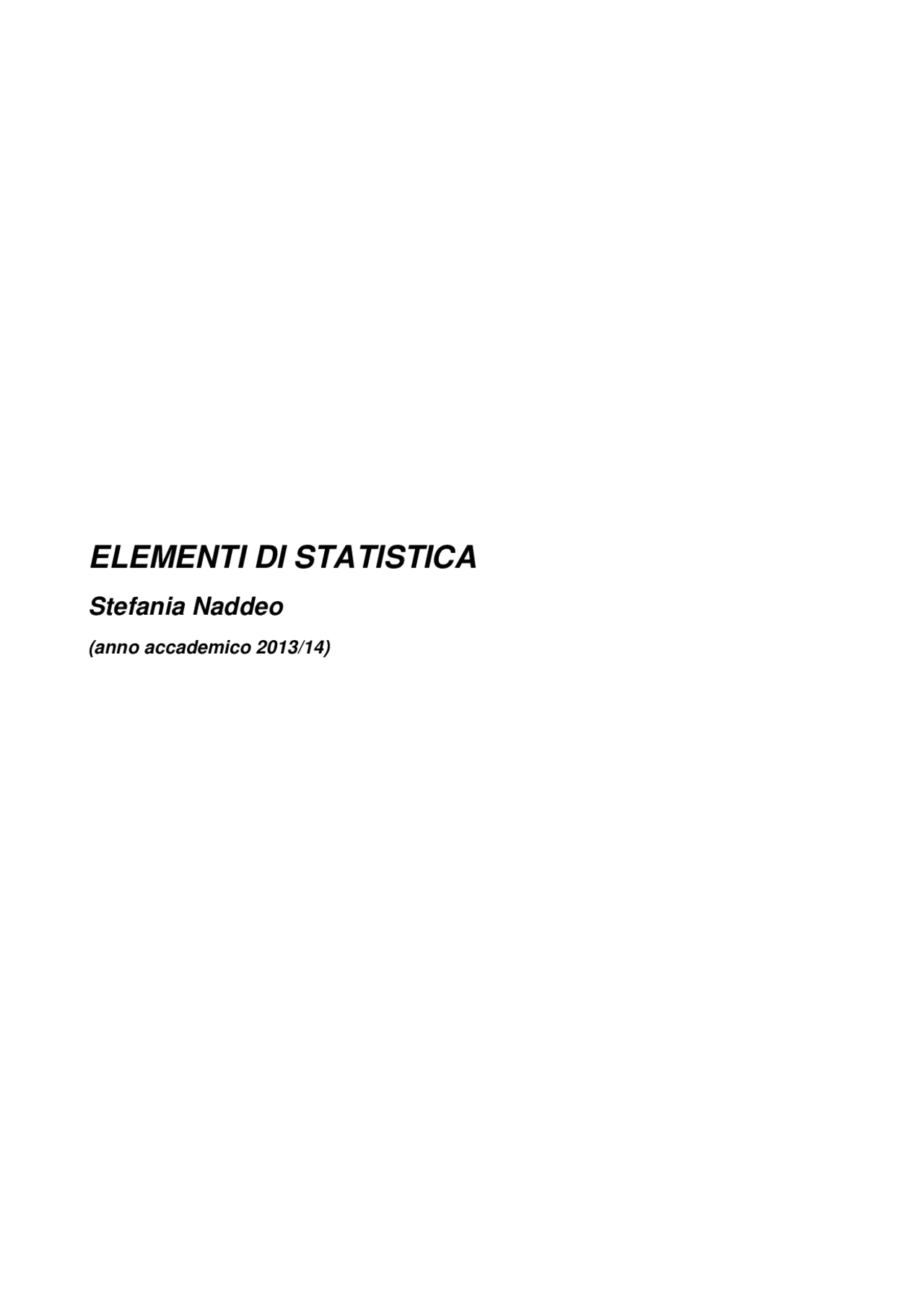 Dispense Elementi Di Statistica Docsity