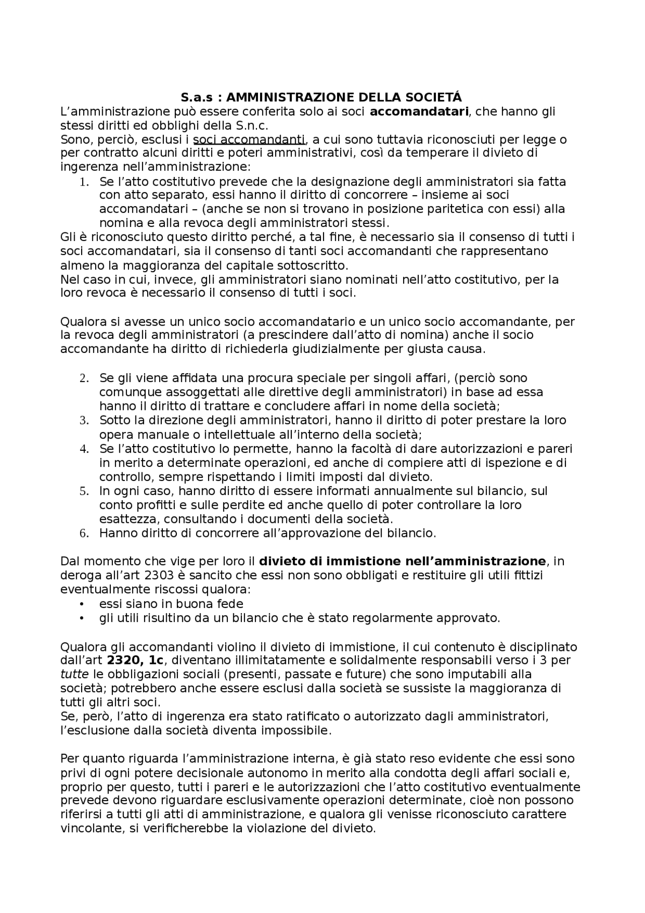 Società In Accomandita Semplice Appunti Di Diritto Commerciale Docsity