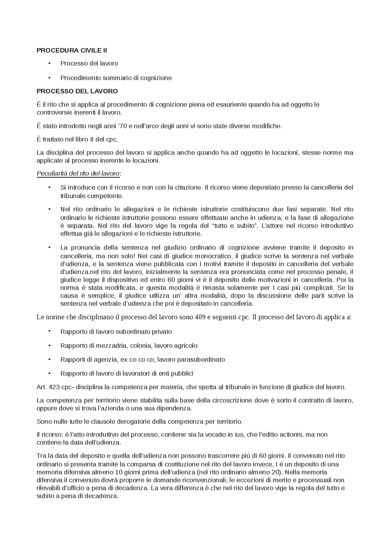 Procedura Civile Ii Dalessandro Appunti Di Diritto Processuale