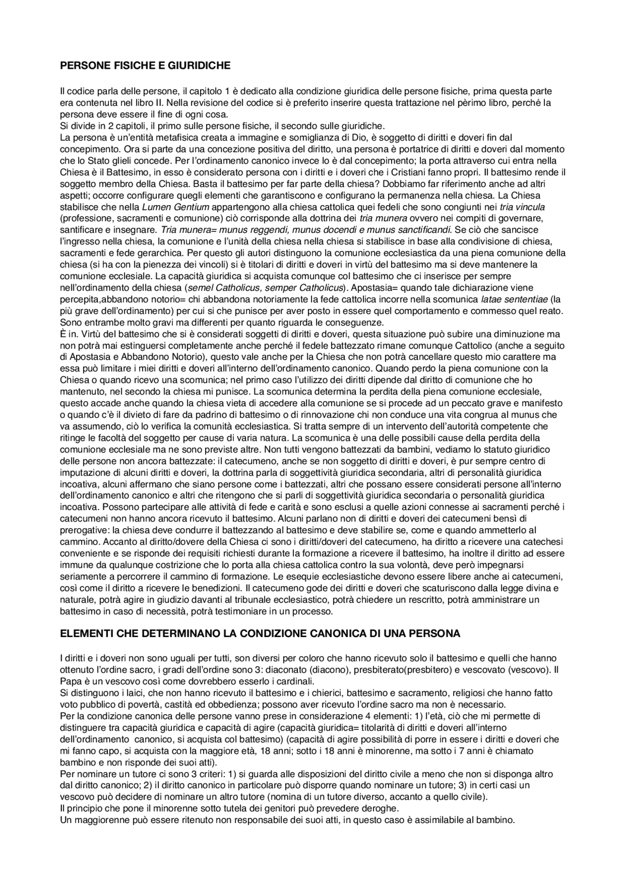 Appunti di diritto canonico, settima lezione, prof Bettetini, Unicatt Milano - Docsity