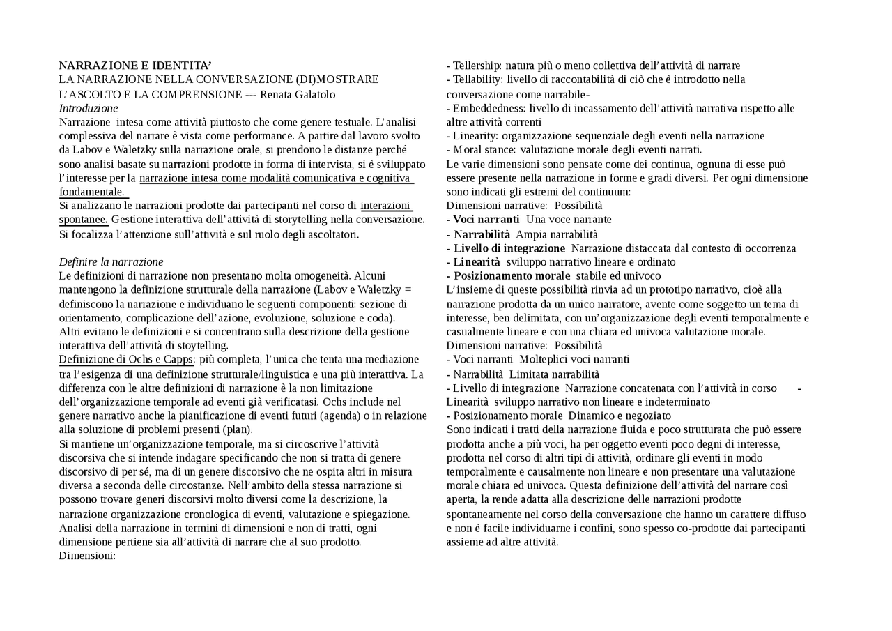 Narrazione E Identità Lectures De Communication De Masse Docsity