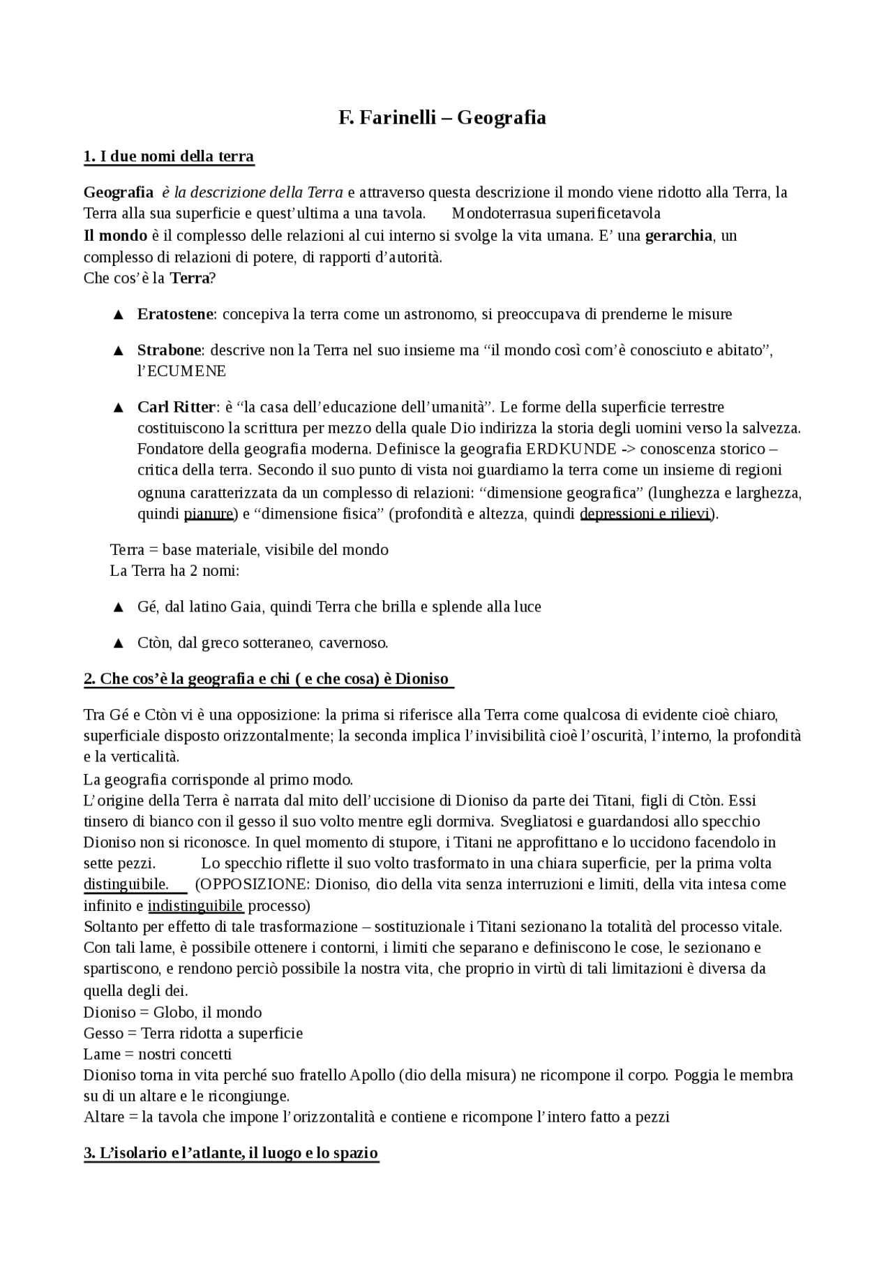 Geografia Di Franco Farinelli Docsity