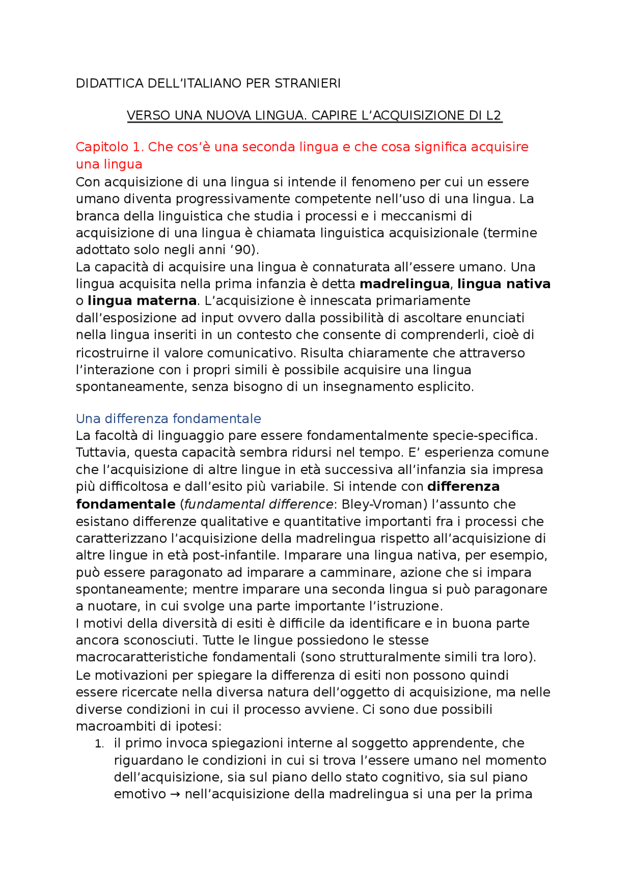 Verso Una Nuova Lingua Docsity