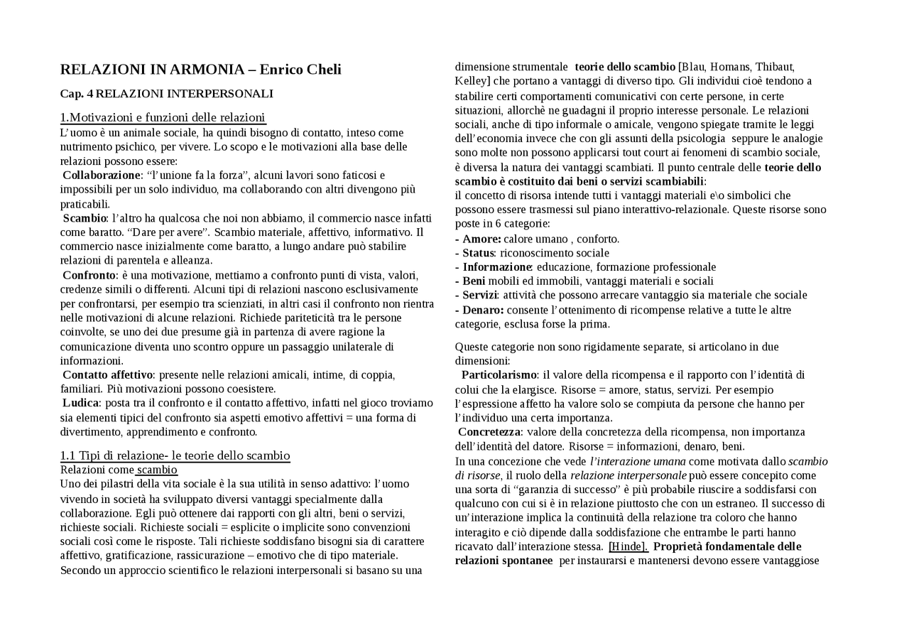 Relazioni In Armonia Docsity