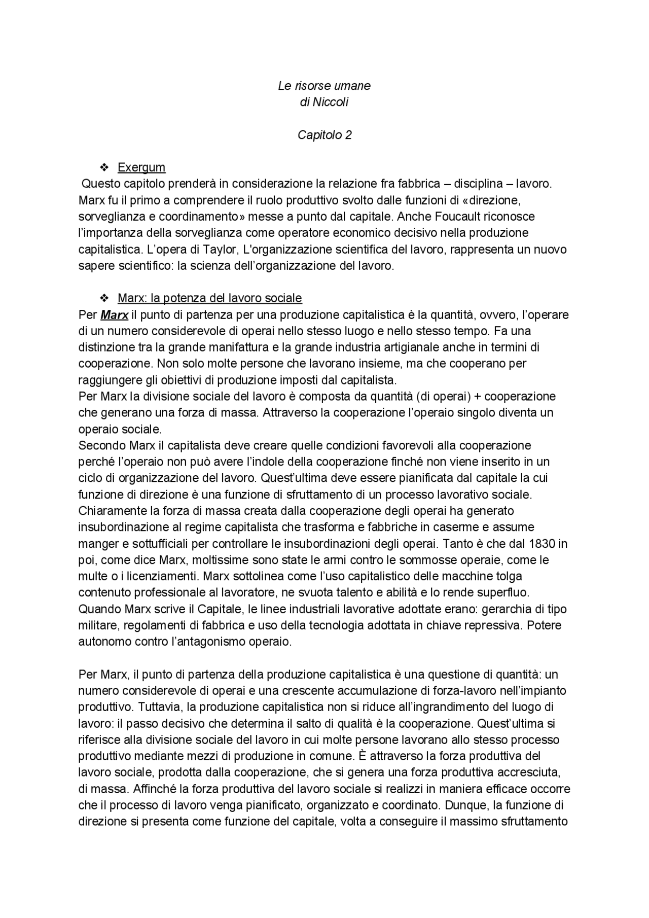 Riassunto Le Risorse Umane Docsity