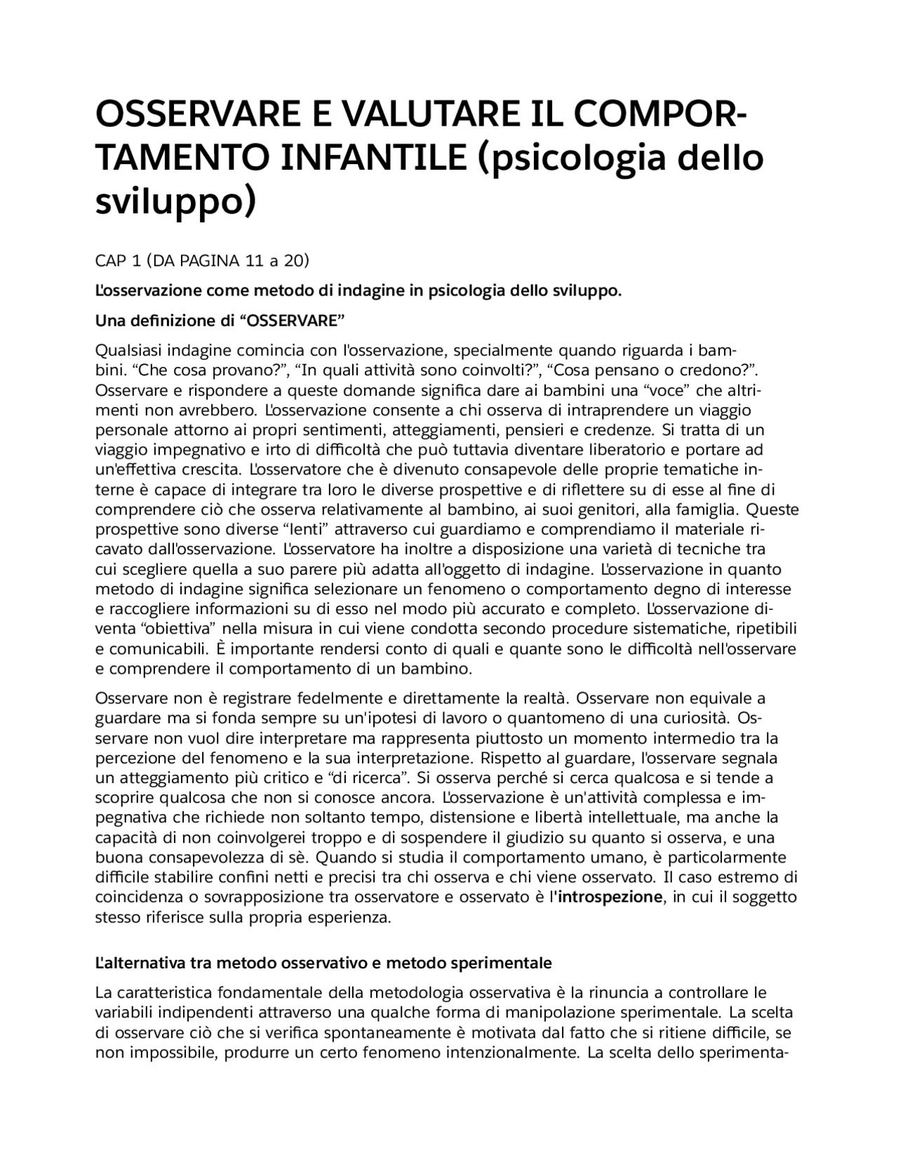 Osservare E Valutare Il Comportamento Infantile Docsity