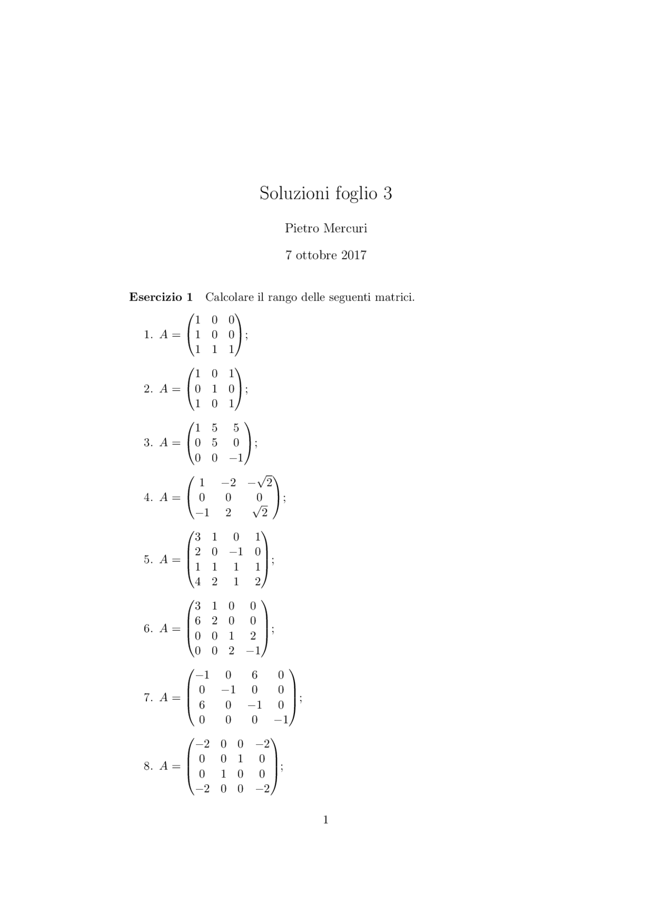 Esercitazione 3 Soluzione Matematica Luiss Canale A Docsity