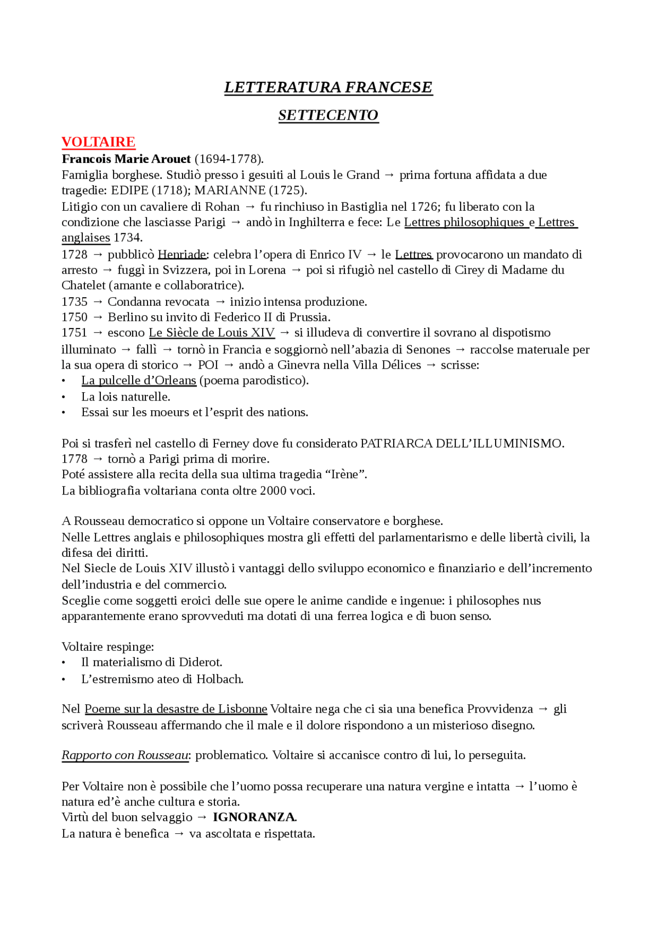 Riassunto Di Letteratura E Cultura Francese Docsity