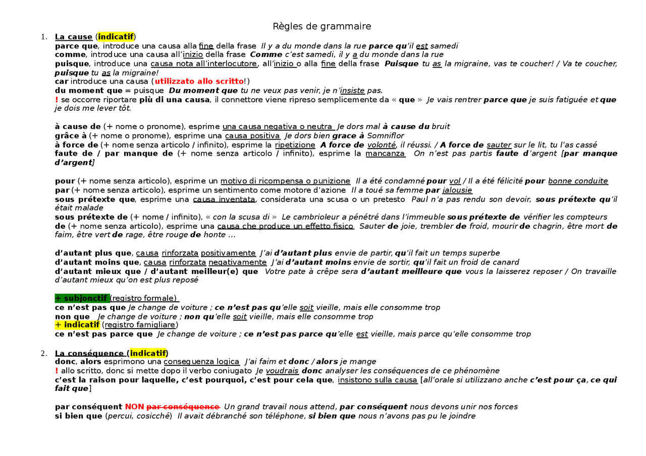 Grammatica Francese Alcune Regole Docsity