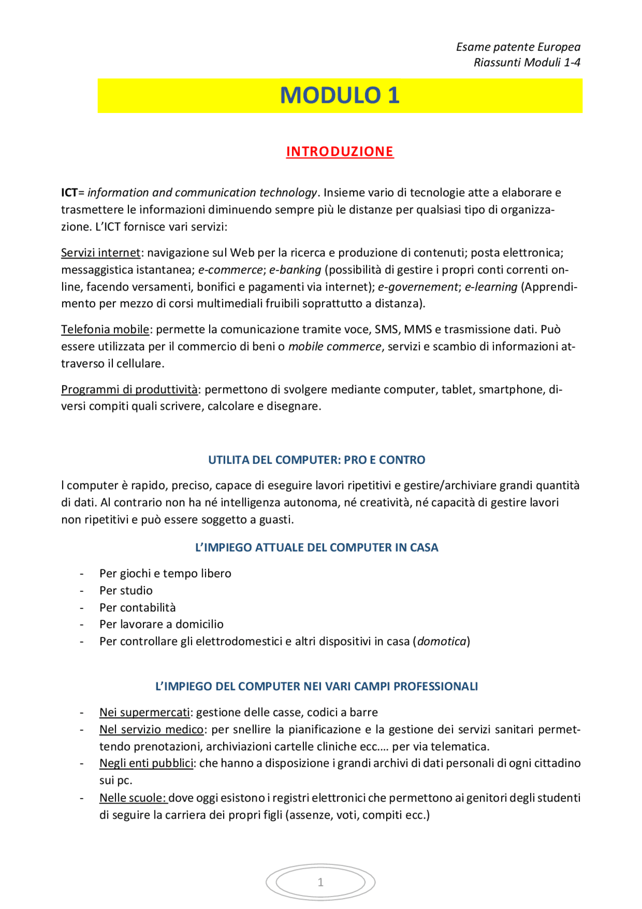 Ecdl Riassunti Libro Hoepli Docsity
