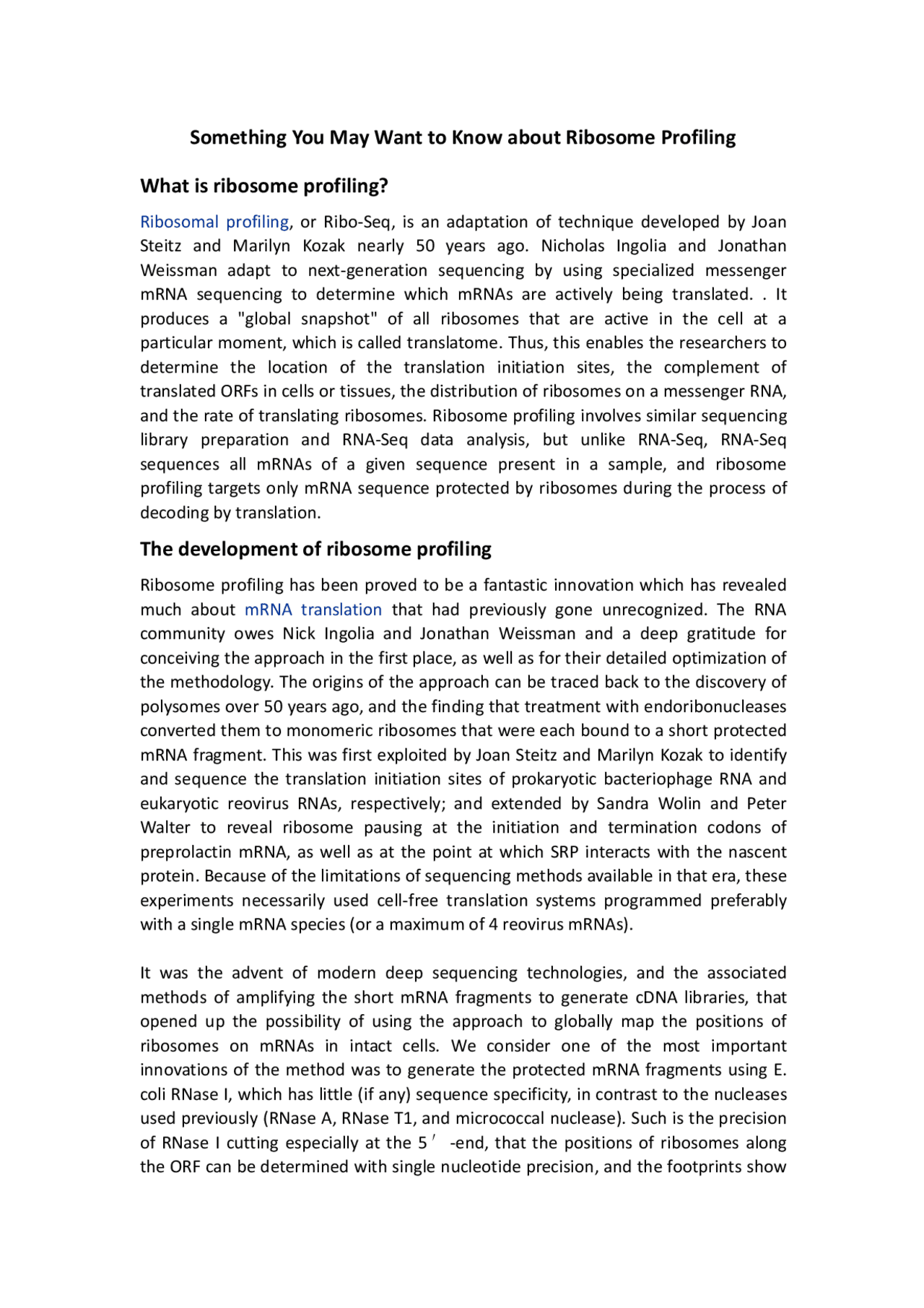 Ribosome Profiling Cd Genomics Docsity