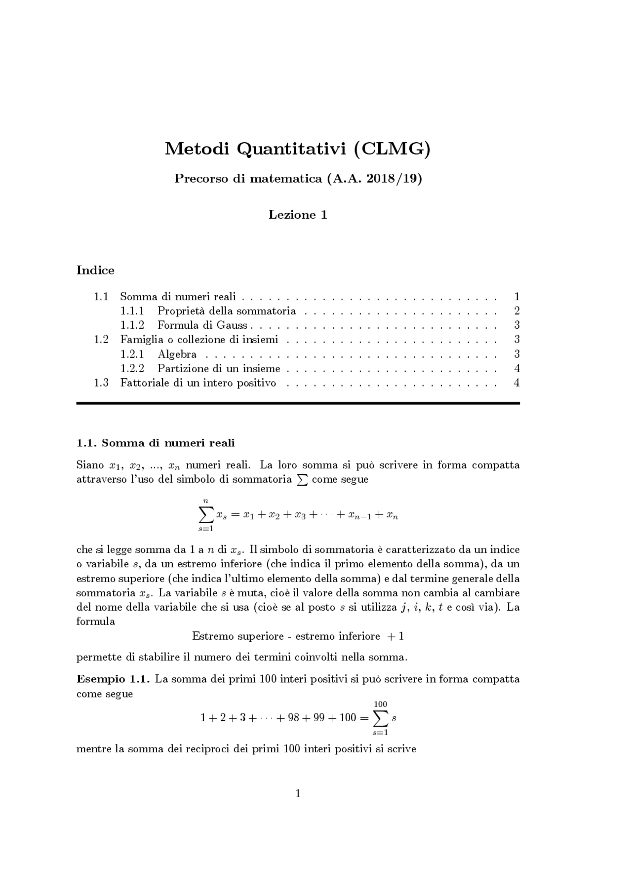 Metodi Quantitativi Docsity