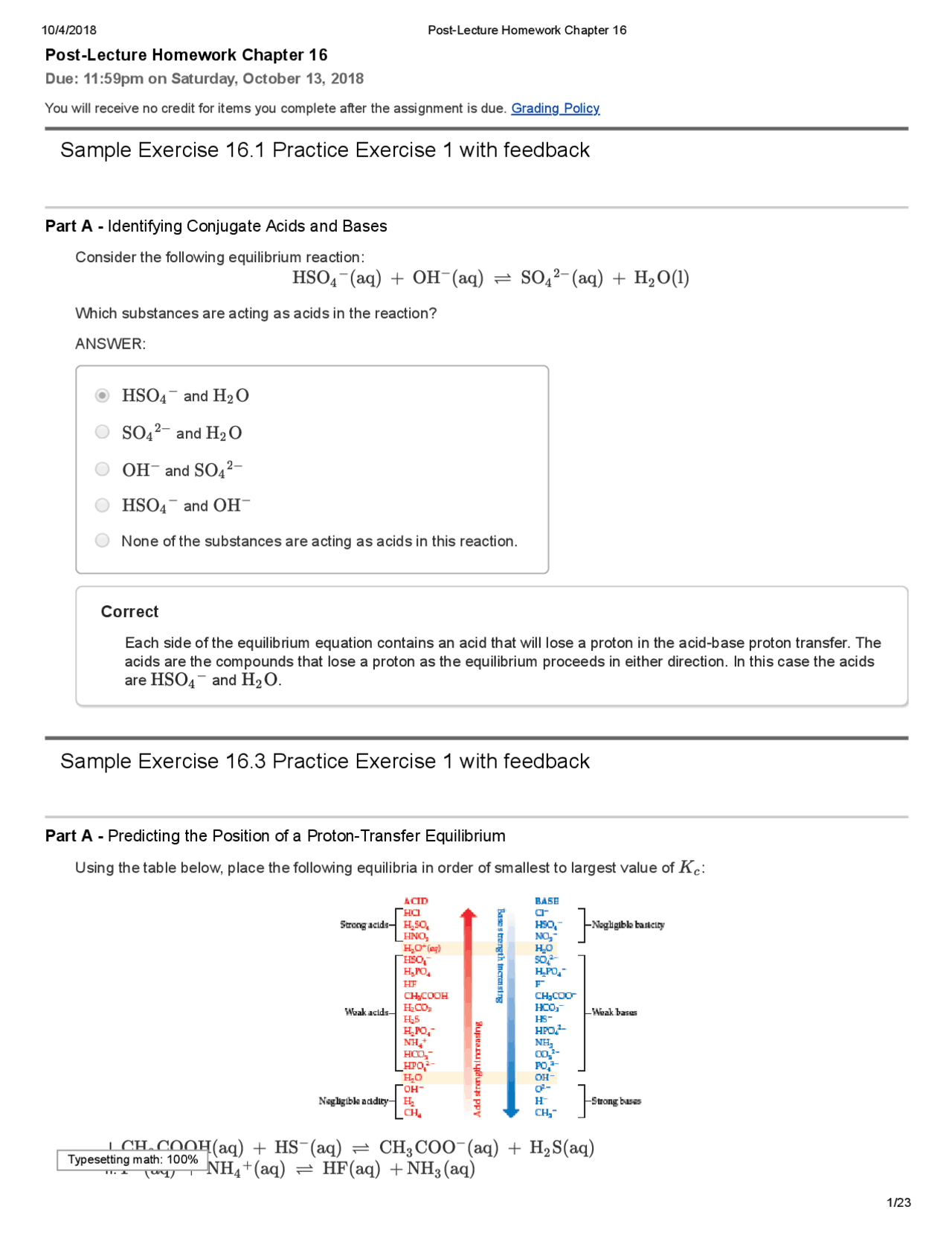 Identifying Conjugate Acid and Base in Equilibrium Reactions - Quiz 8 ...