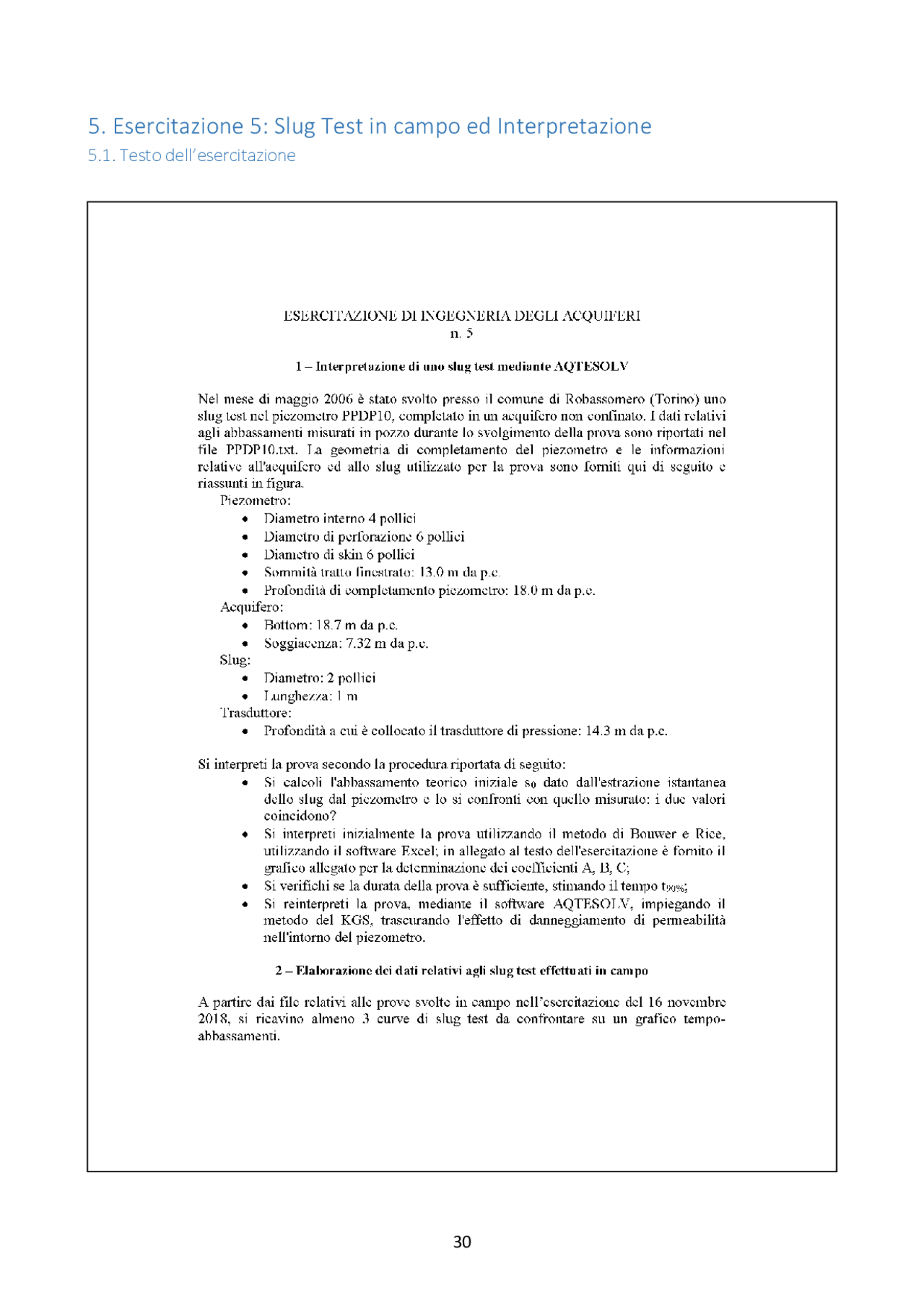 Relazione Es 5 Ingegneria Degli Acquiferi Docsity