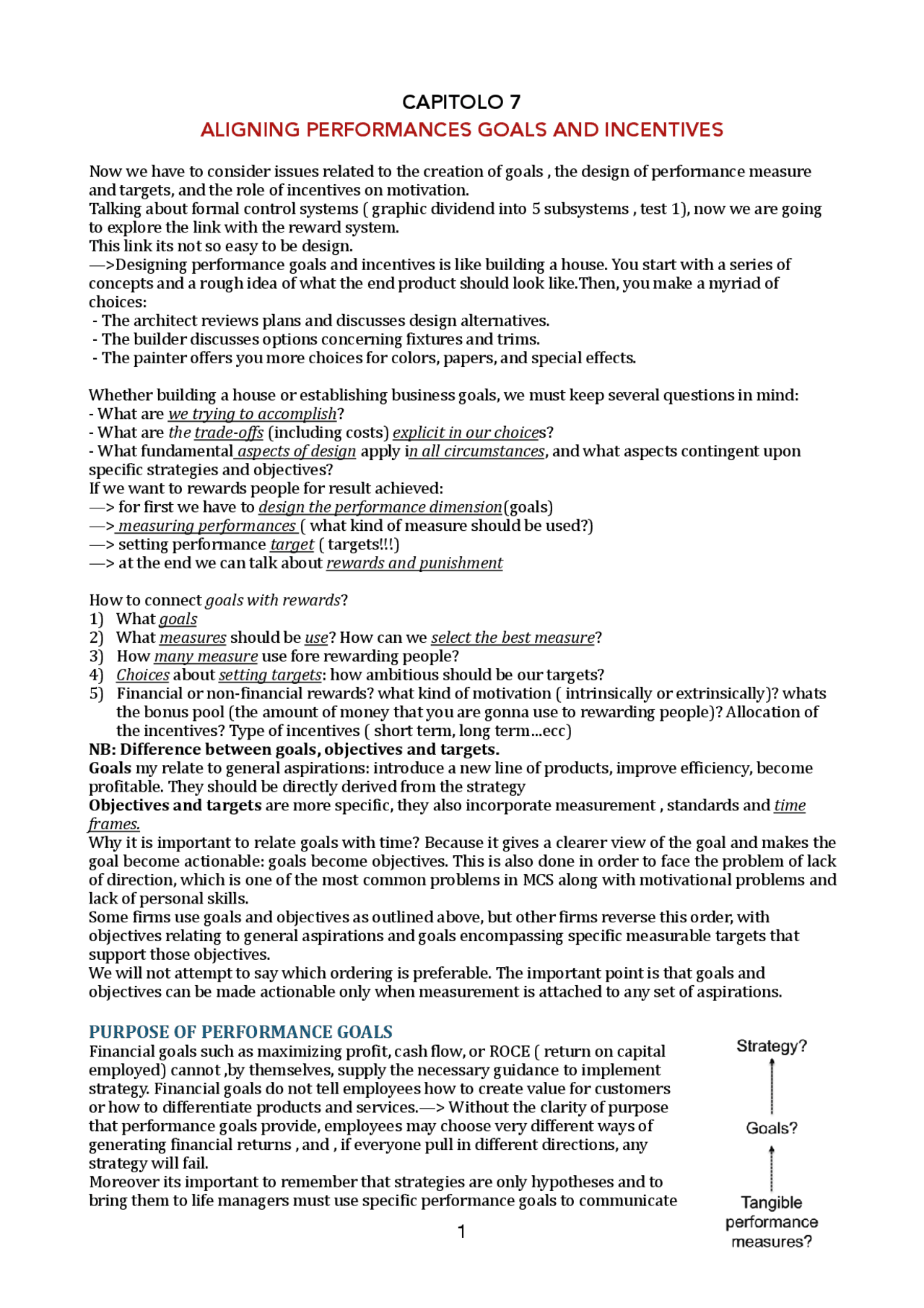 Aligning Performances Goals And Incentives Docsity