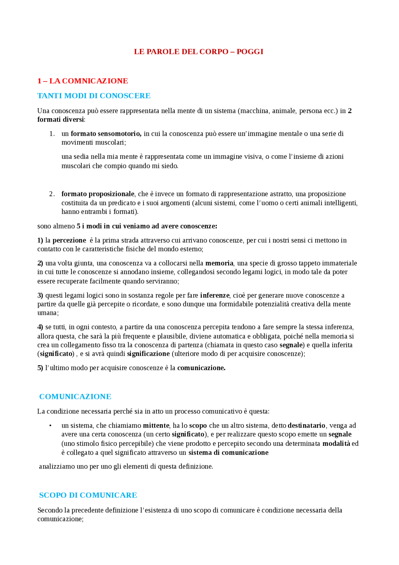 Riassunto Libro Le Parole Del Corpo Docsity