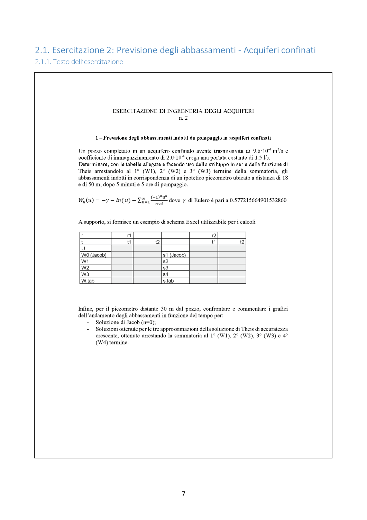 Relazione Es 2 Ingegneria Degli Acquiferi Docsity