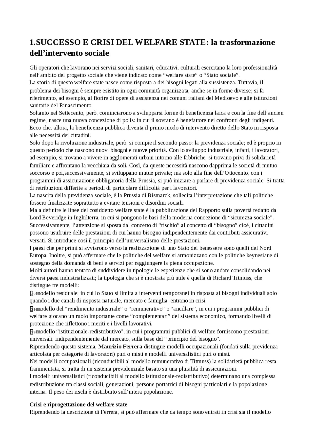 La Rete Dei Servizi Alla Persona Docsity