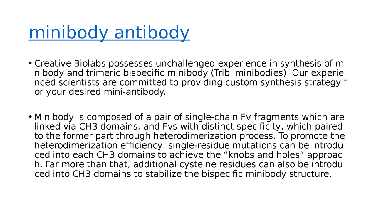 Minibody antibody from Creative Biolabs - Docsity