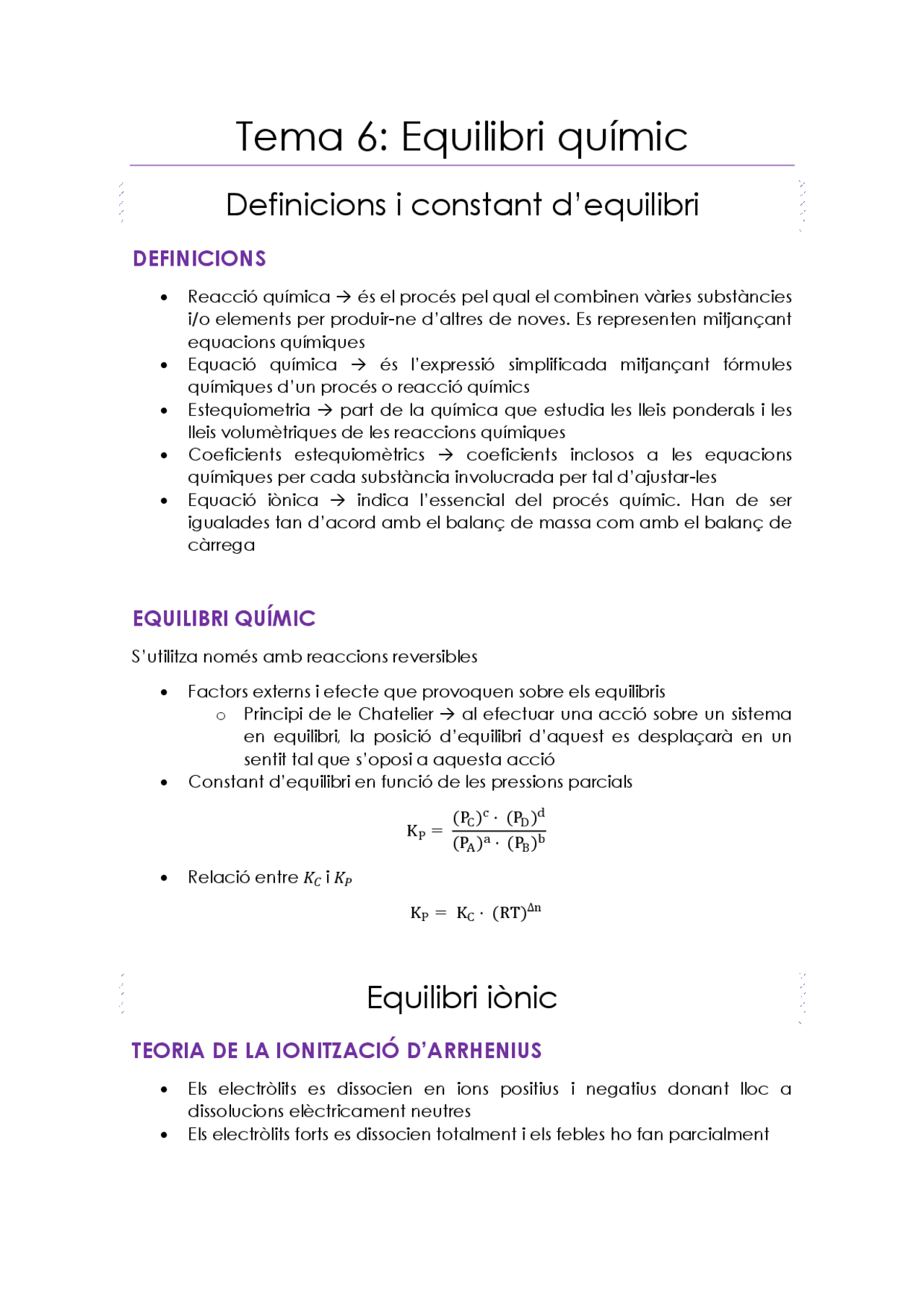 Química Tema 6 Equilibri Químic Docsity