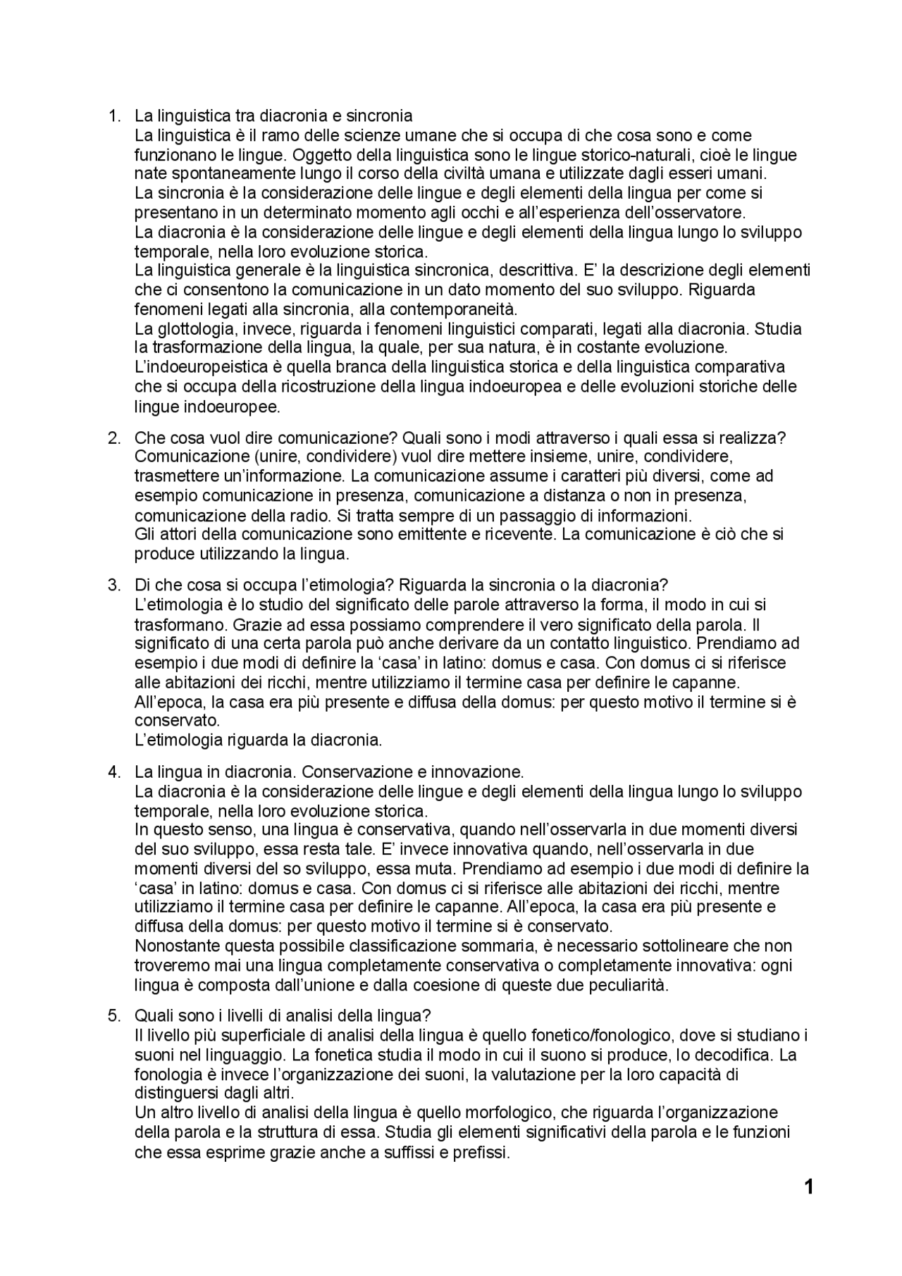 Fondamenti Di Linguistica Domande Con Risposte Docsity