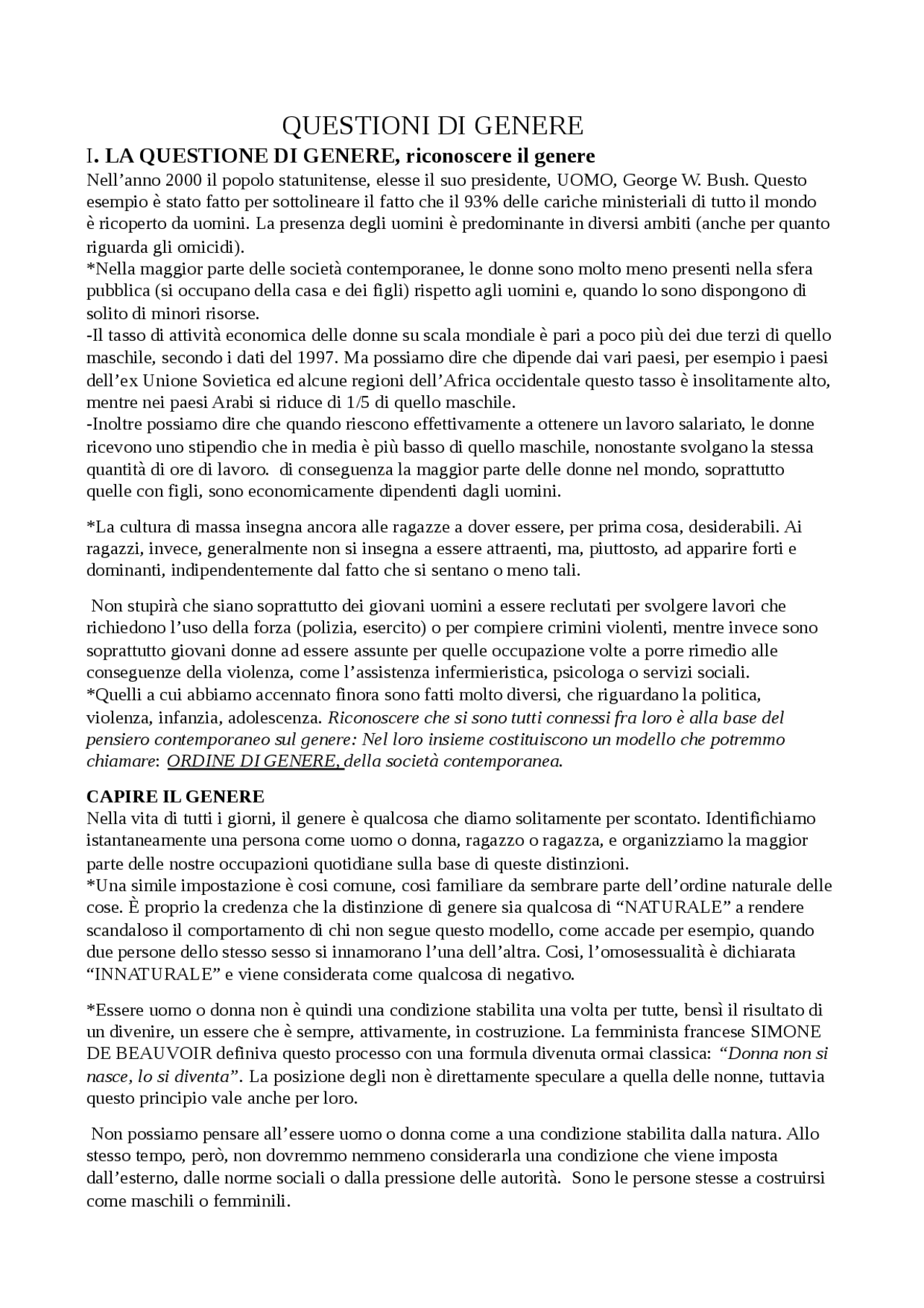 Questioni Di Genere Riassunto Docsity