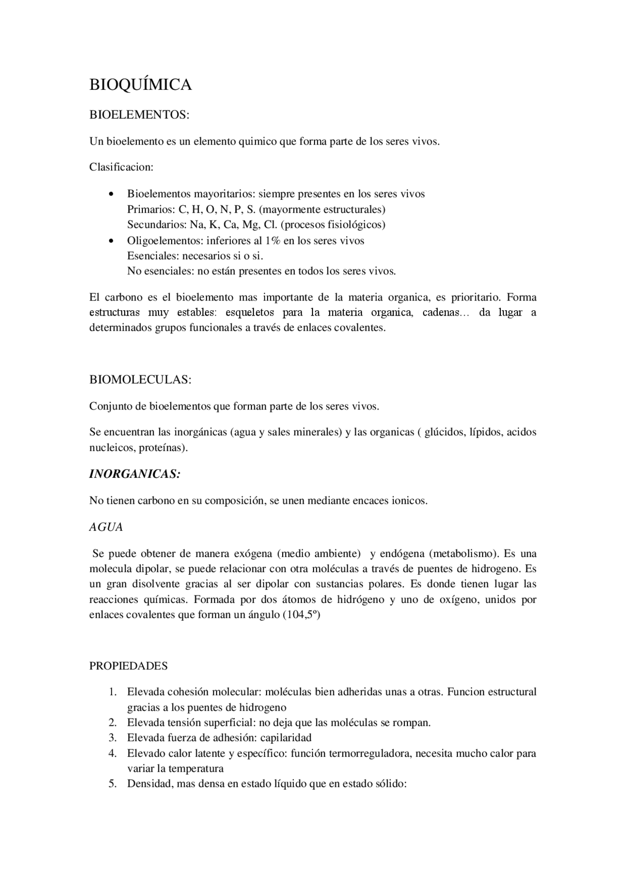 Bioquimica Apuntes 2 Bachilerato Docsity