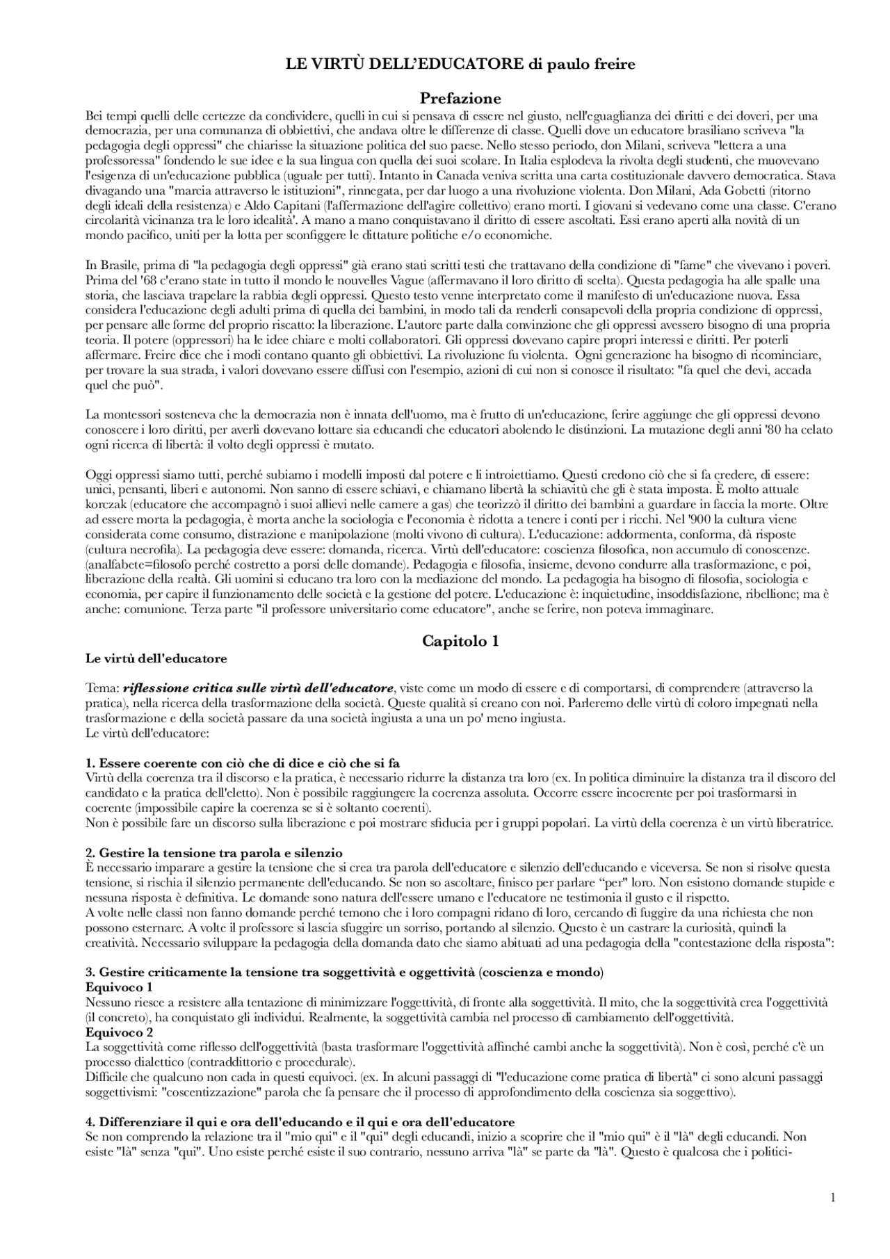 Virtù Delleducatore Riassunto Docsity