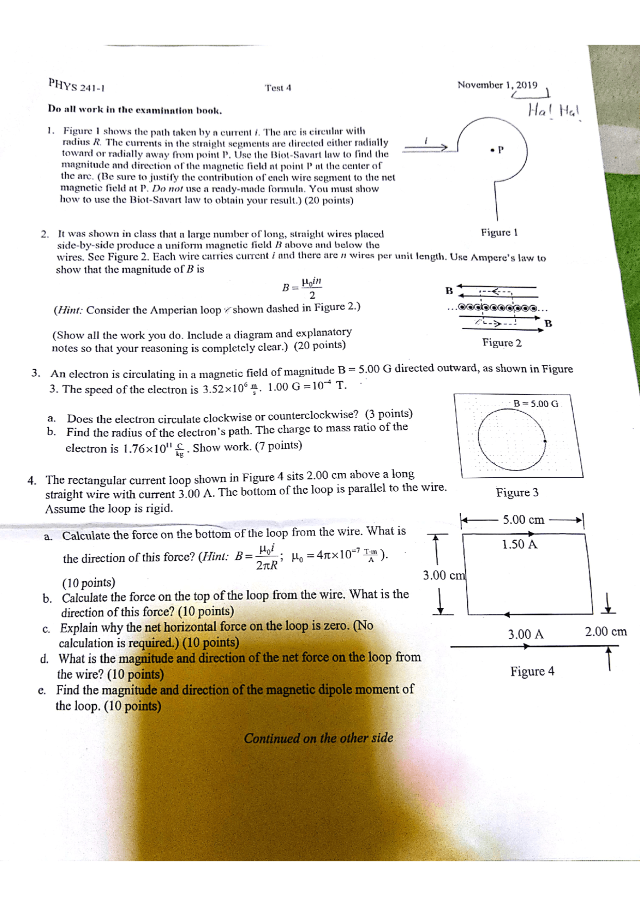 Exam 4 For Electromagnetism And Light Phys 241 Docsity