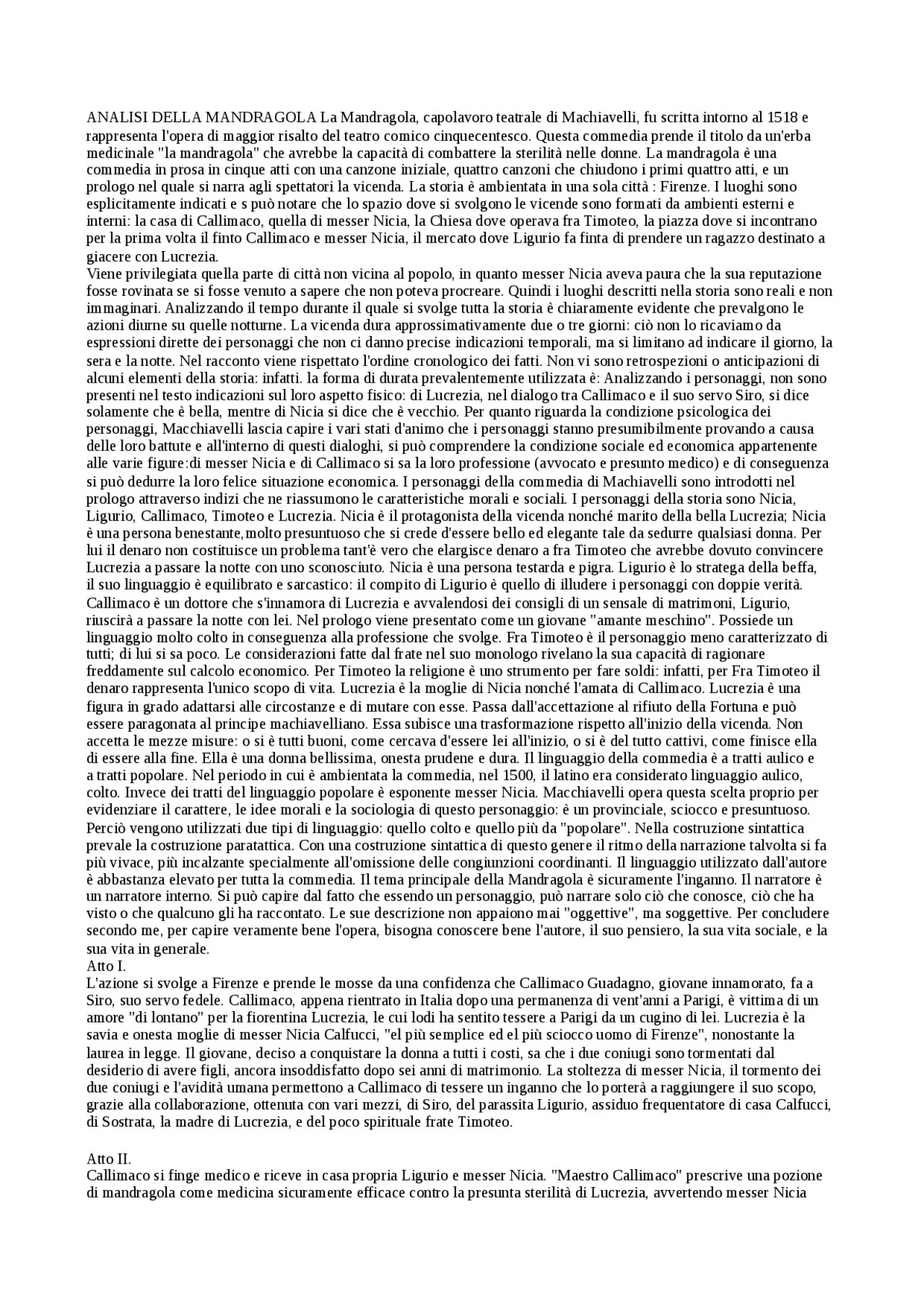 Riassunto Clizia E Mandragola Docsity