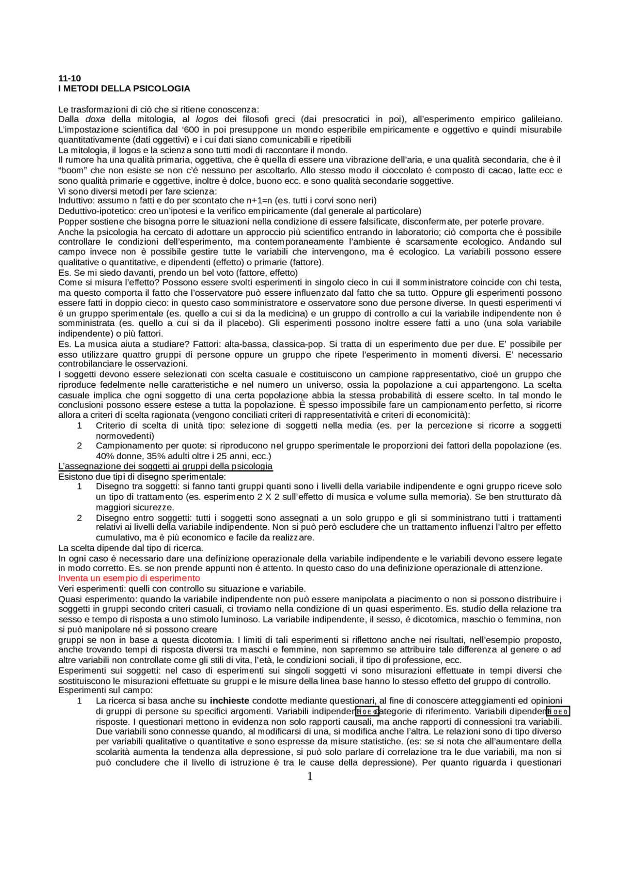Fondamenti Di Psicologia Docsity