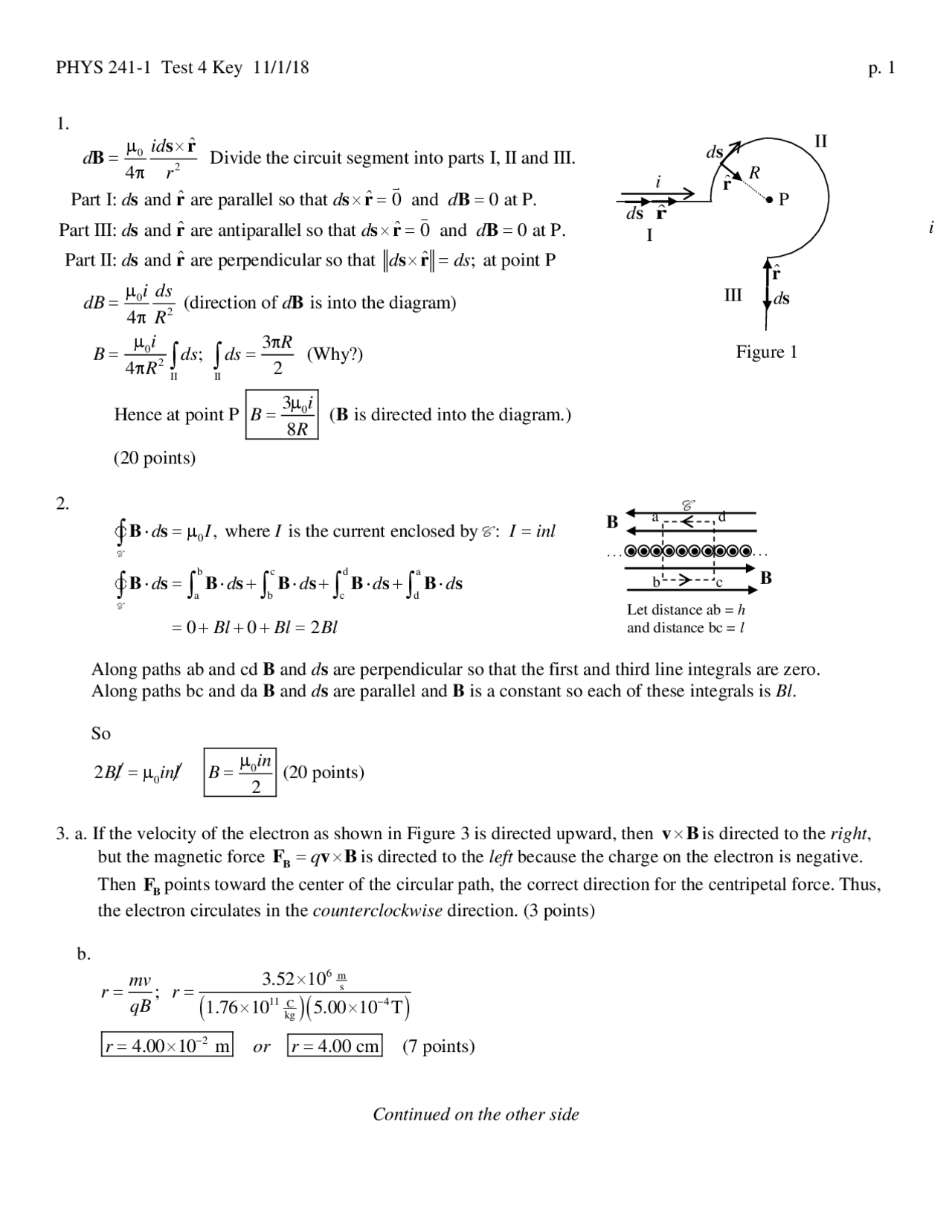 Solved Exam 4 For Electromagnetism And Light Phys 241 Docsity