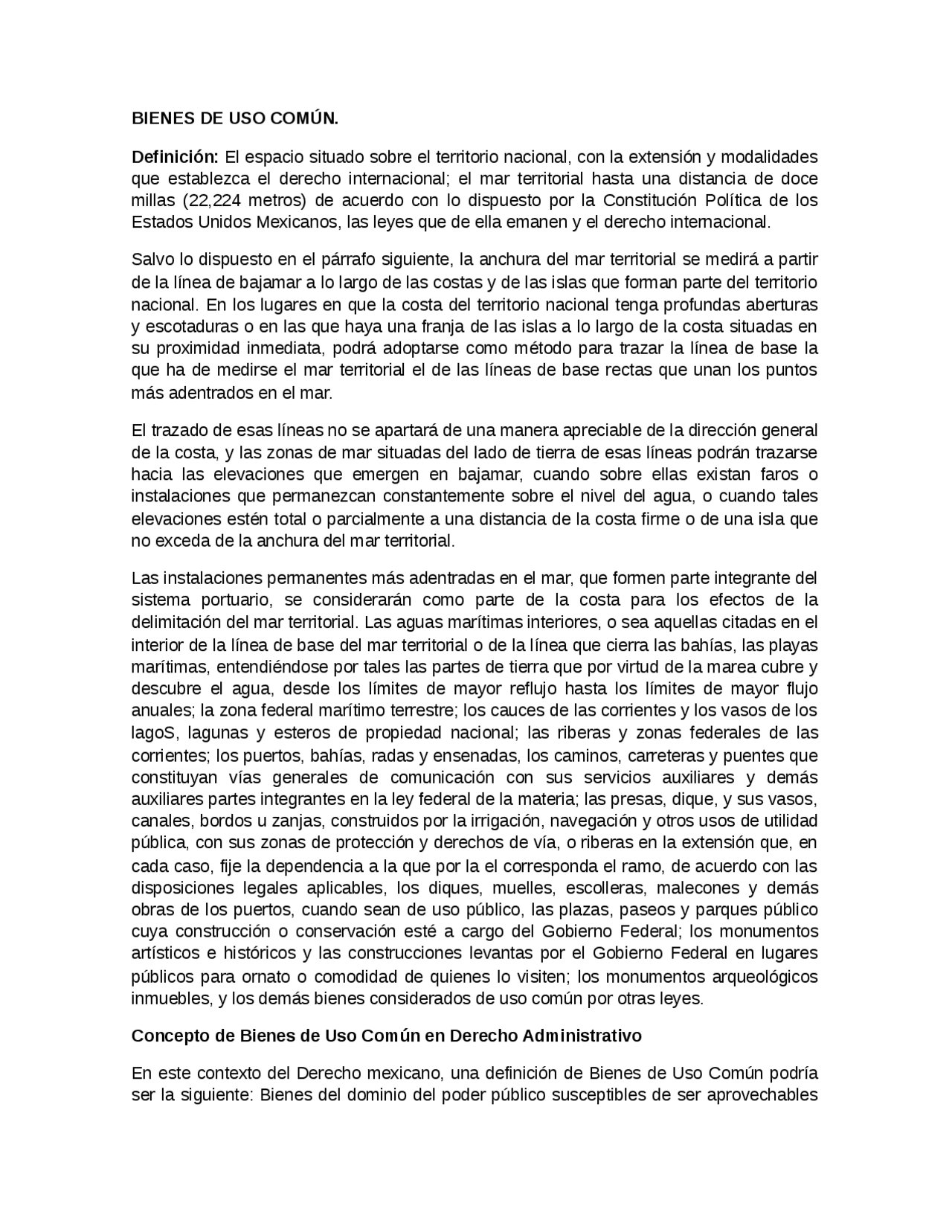 Bienes de uso comun derecho | Apuntes de Derecho | Docsity