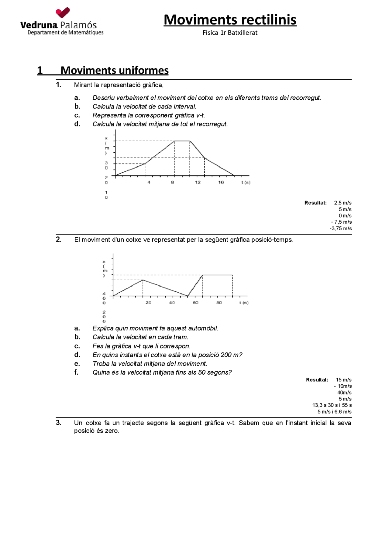 Ejercicios Mru Y Mrua Ejercicios De Física Docsity