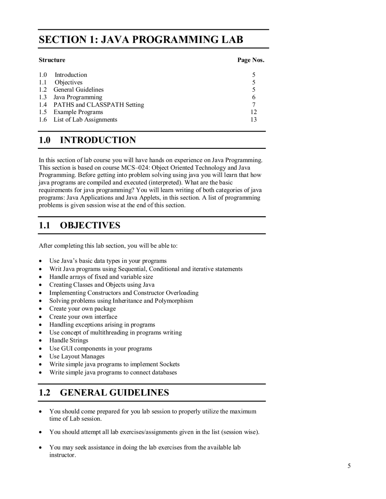 Java Programming Lab Manual Docsity