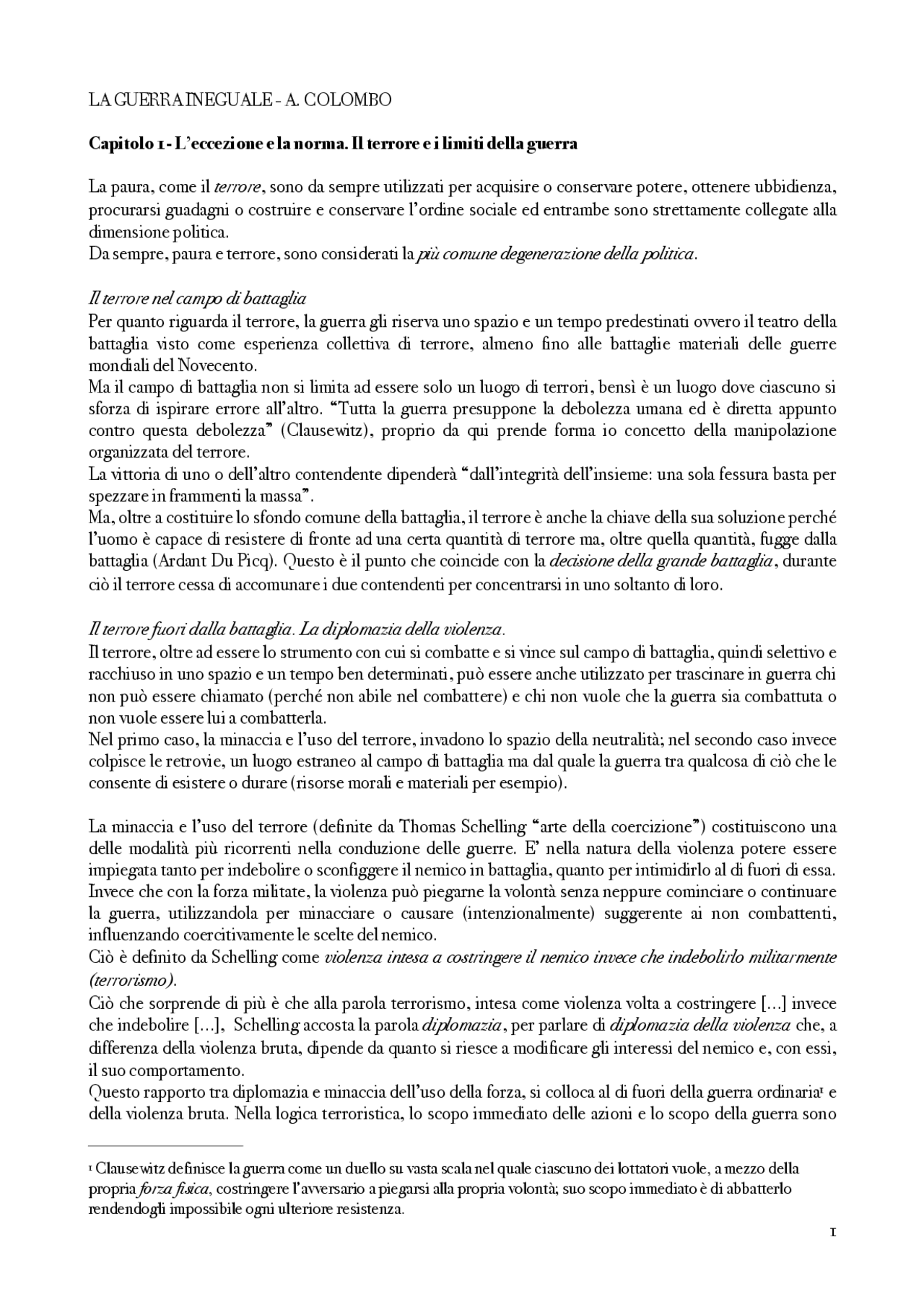 La Guerra Ineguale Alessandro Colombo Docsity