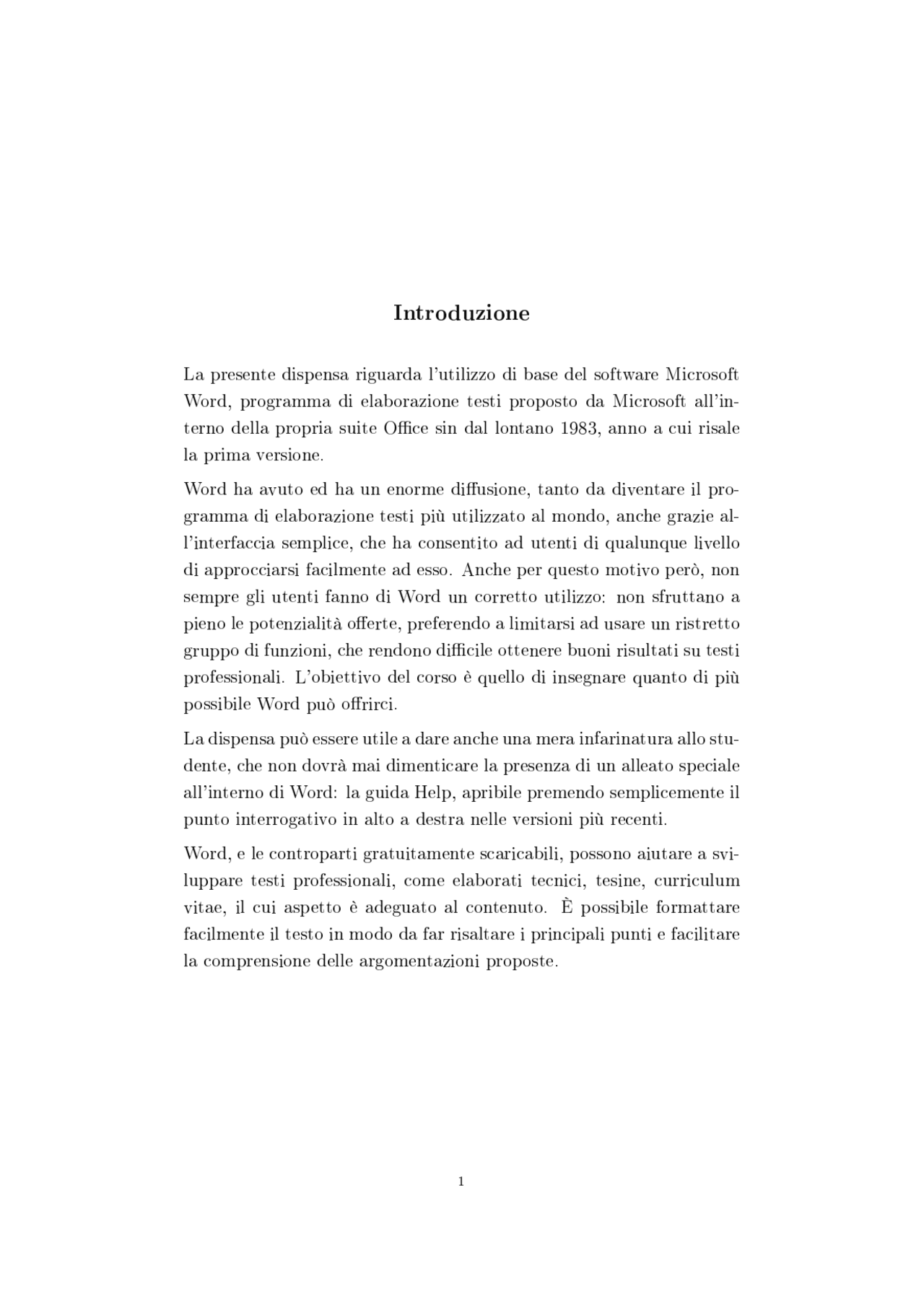Dispensa Di Word Esame Di Informatica Unicatt Docsity