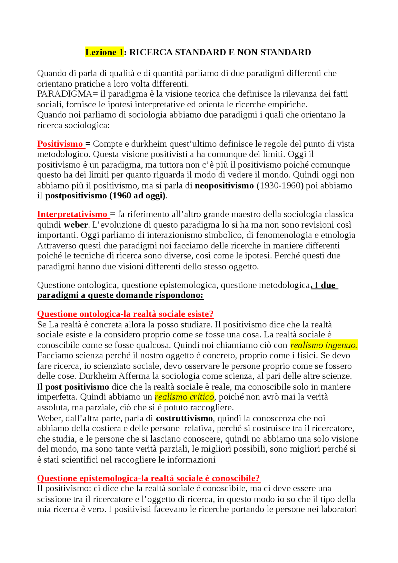 Metodi Per La Ricerca Sociale Docsity