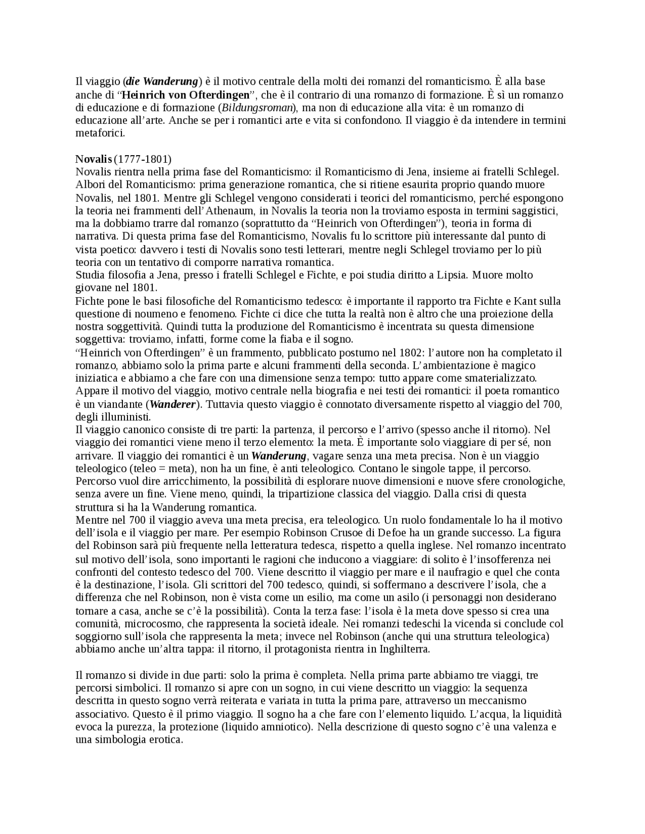 Novalis E Heinrich Von Ofterdingen Docsity
