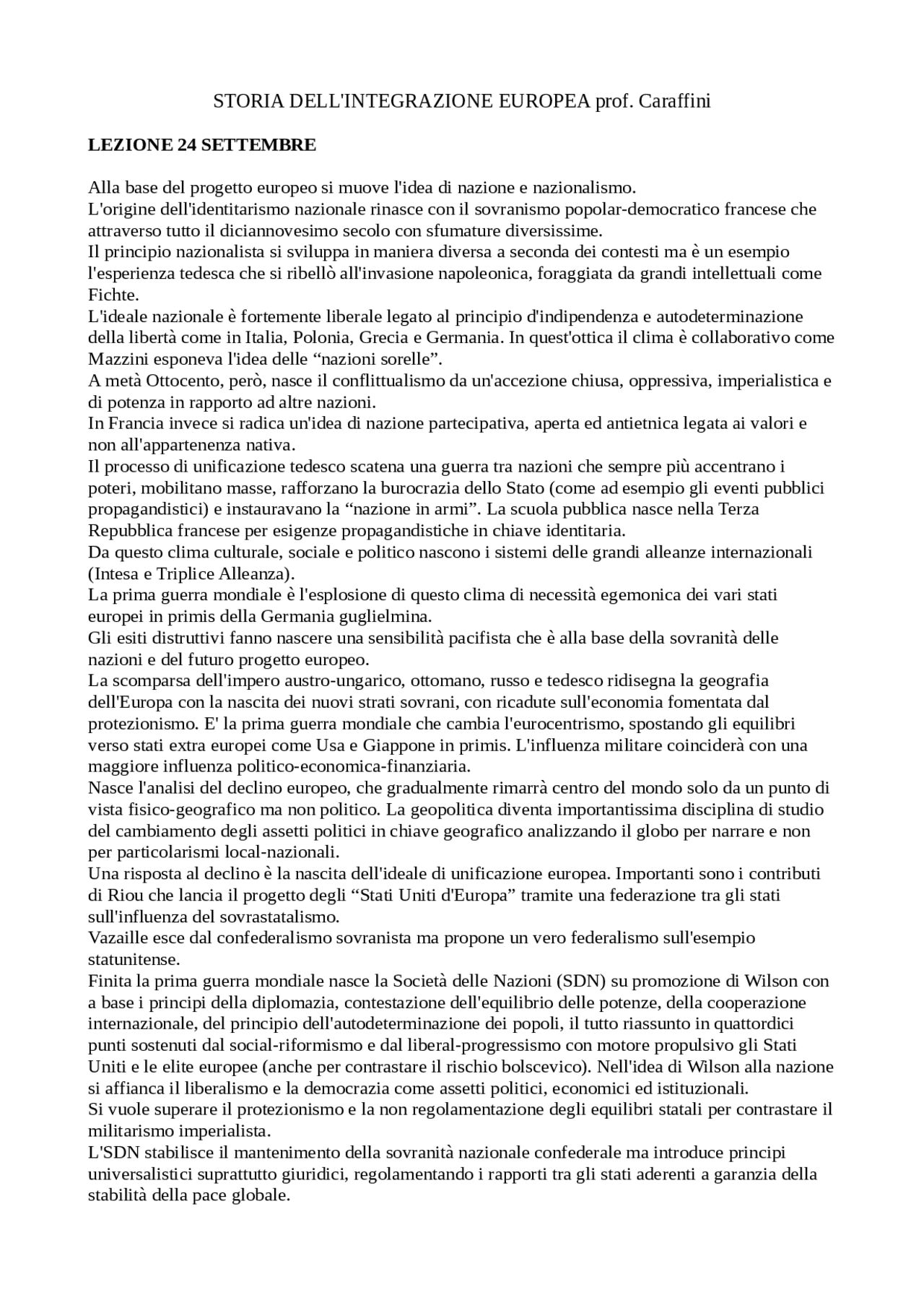 Storia Dellintegrazione Europea Appunti Di Diritto Dellintegrazione