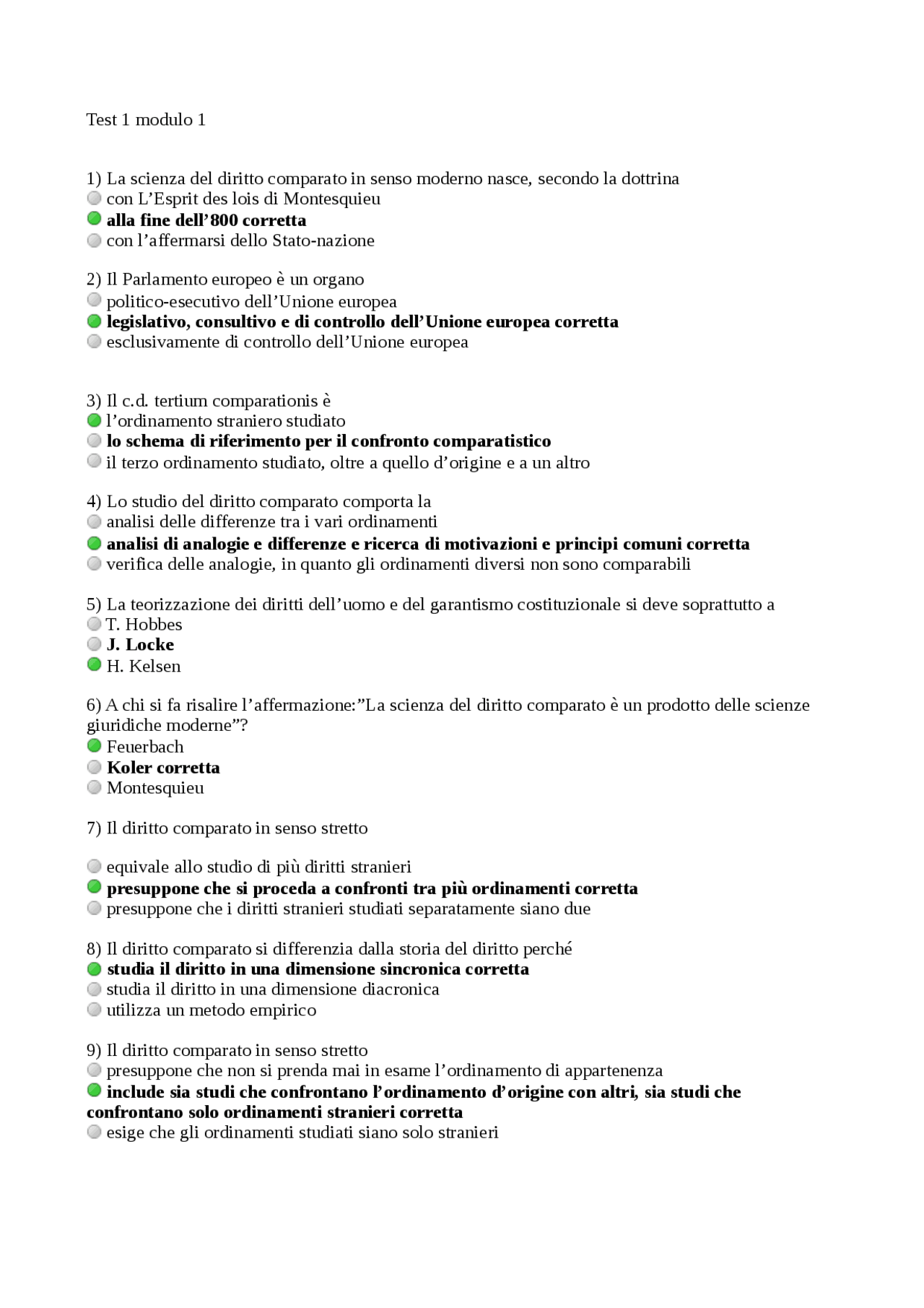 Test Unicusano Diritto Costituzionale E Diritto Comparato Appunti Di