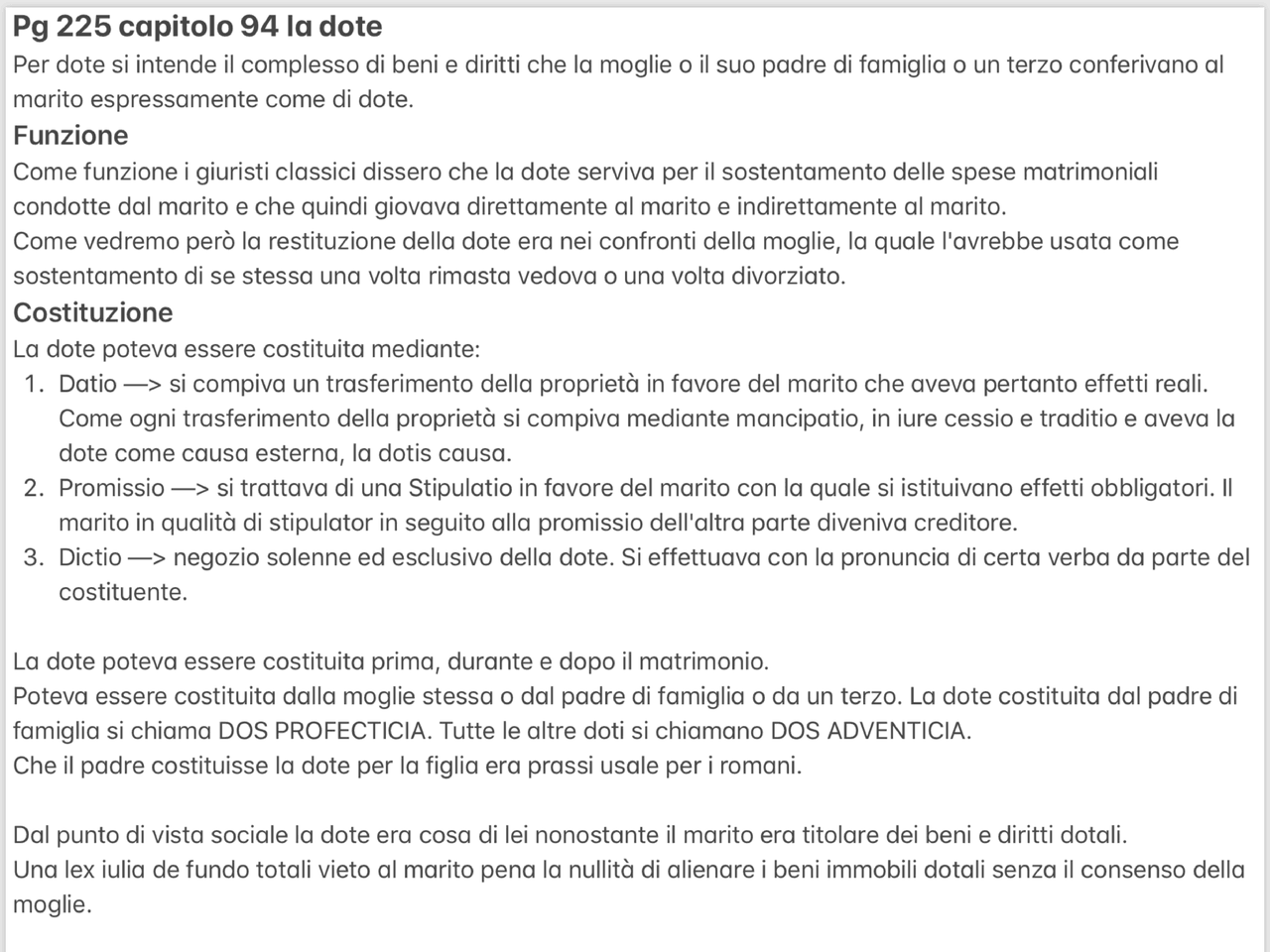 La Dote Nel Diritto Romano Docsity