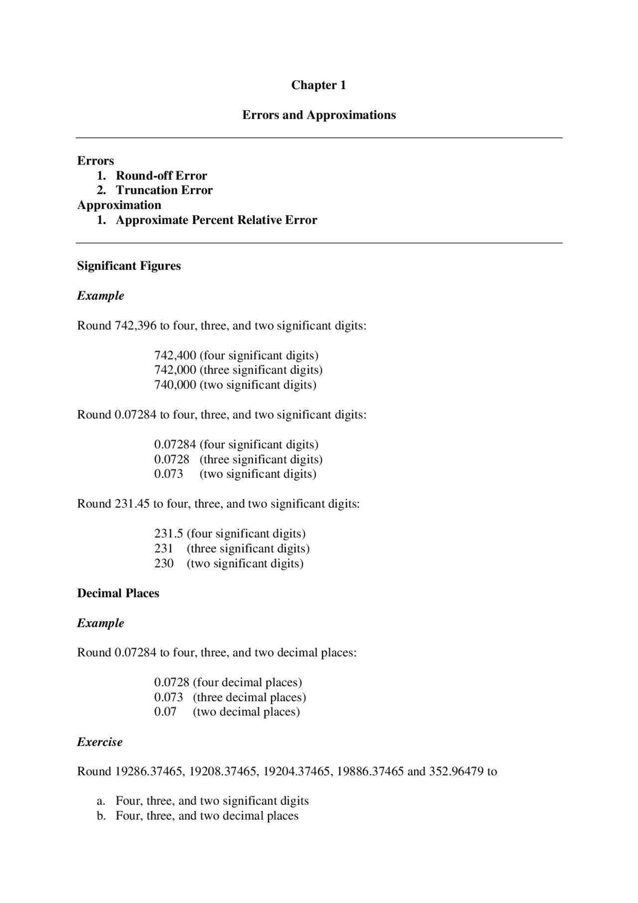 Error And Approximation Lecture Notes Numerical Methods In Engineering Docsity