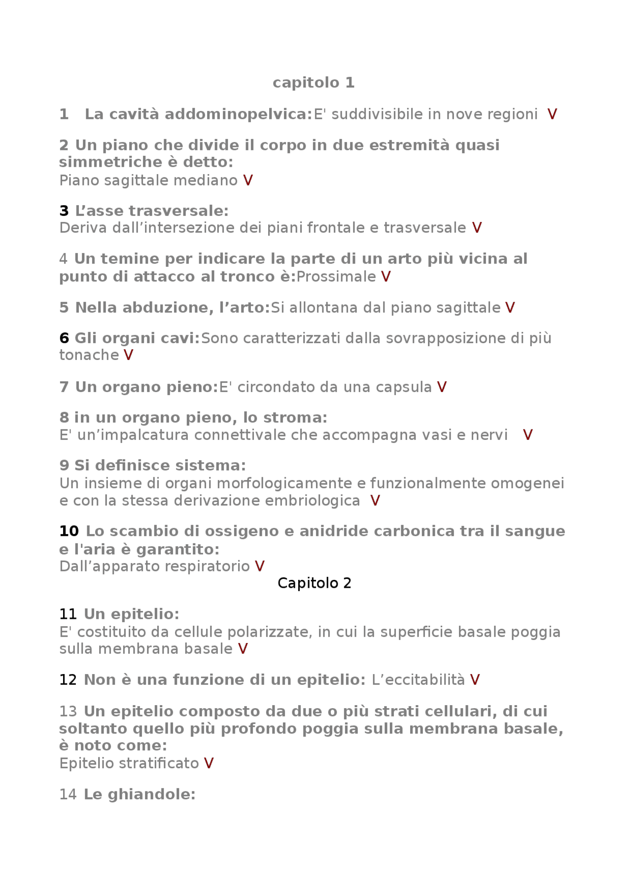 Test Di Anatomia Di Scienze Motorie Docsity