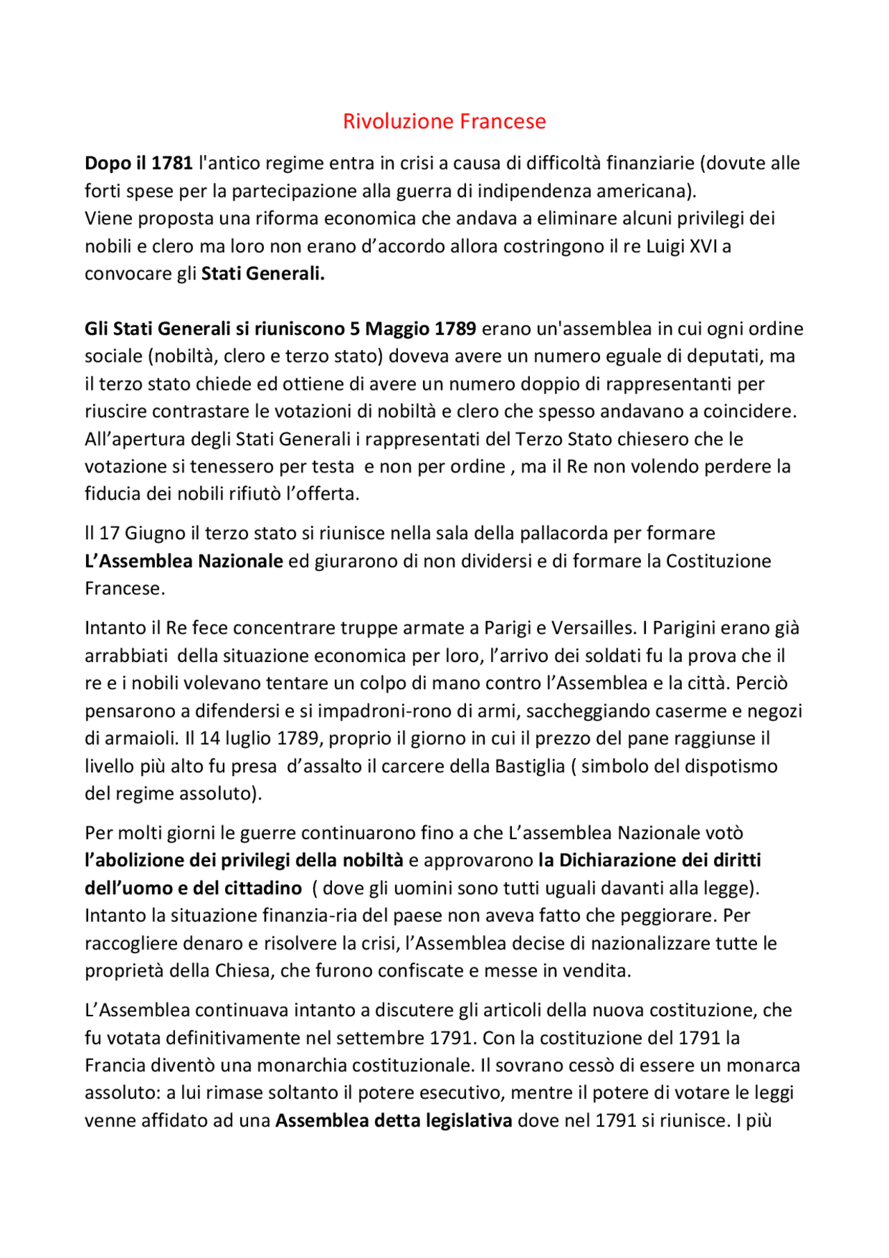 Rivoluzione Francese Docsity