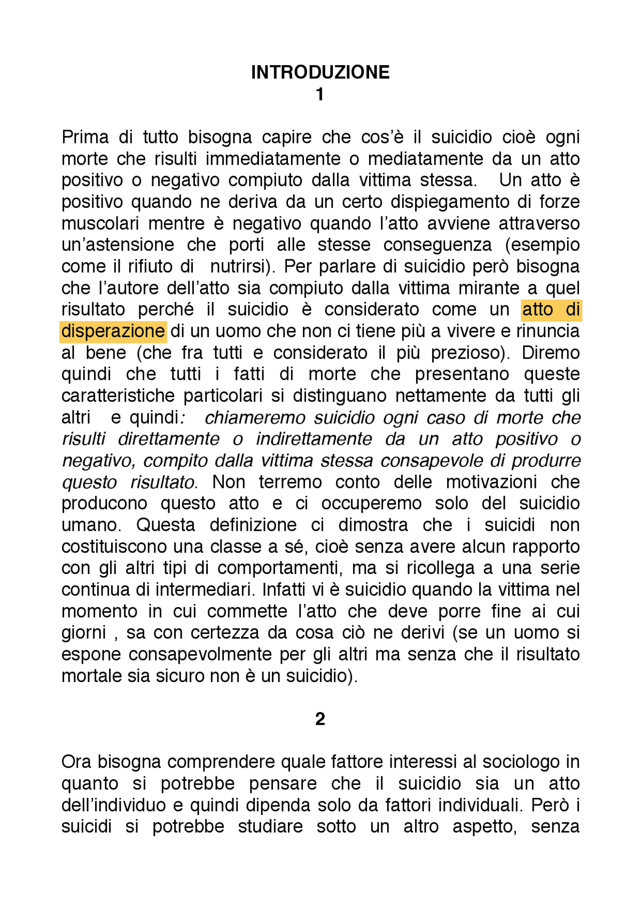 Il Suicidio Durkheim Docsity