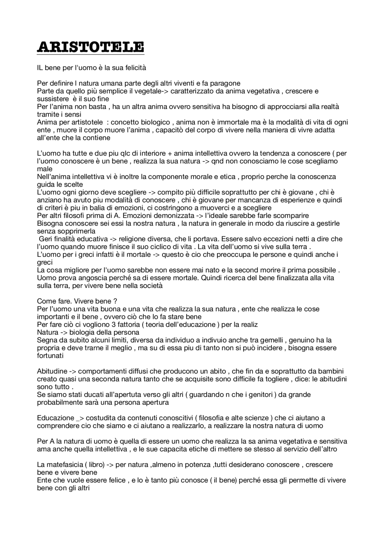 Aristotele Vita E Pensiero Docsity