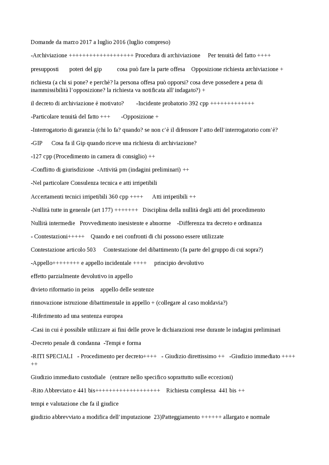 Domande Frequenti Esame Diritto Processuale Penale Iasevoli Docsity